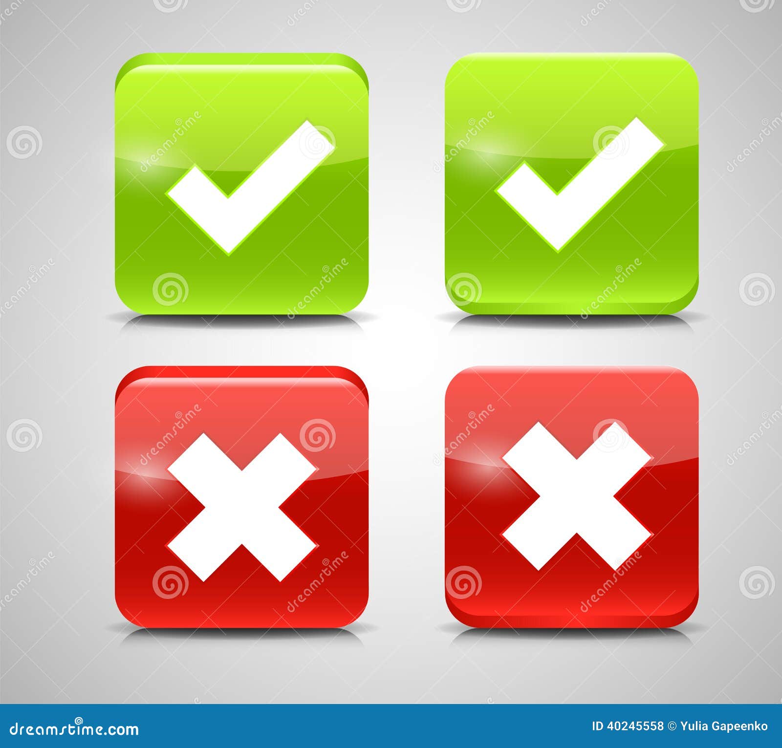 Vector Red and Green Check Mark Icons Stock Vector - Illustration of ...