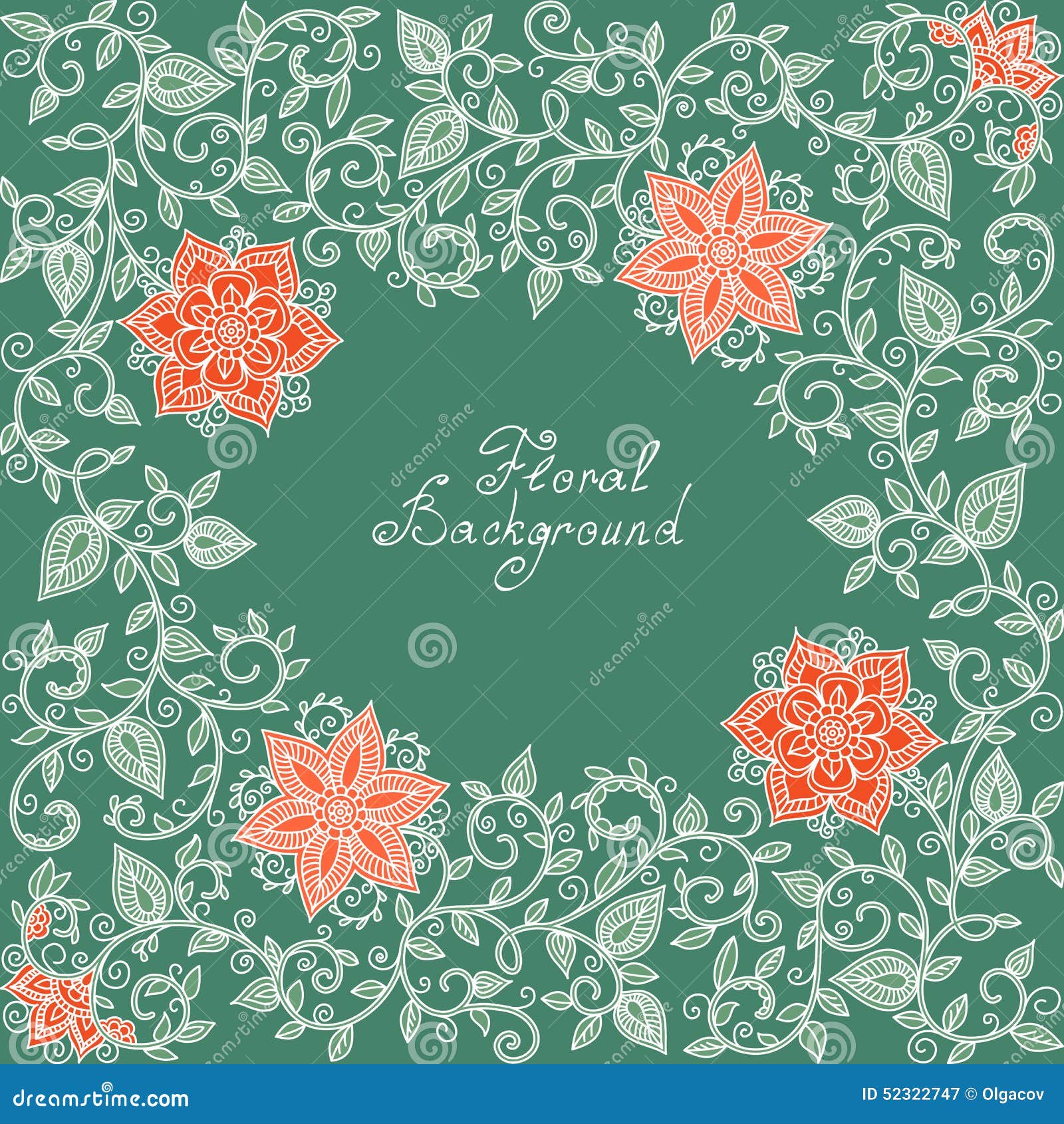 Vector Red and Green Floral Pattern Stock Vector - Illustration of ...