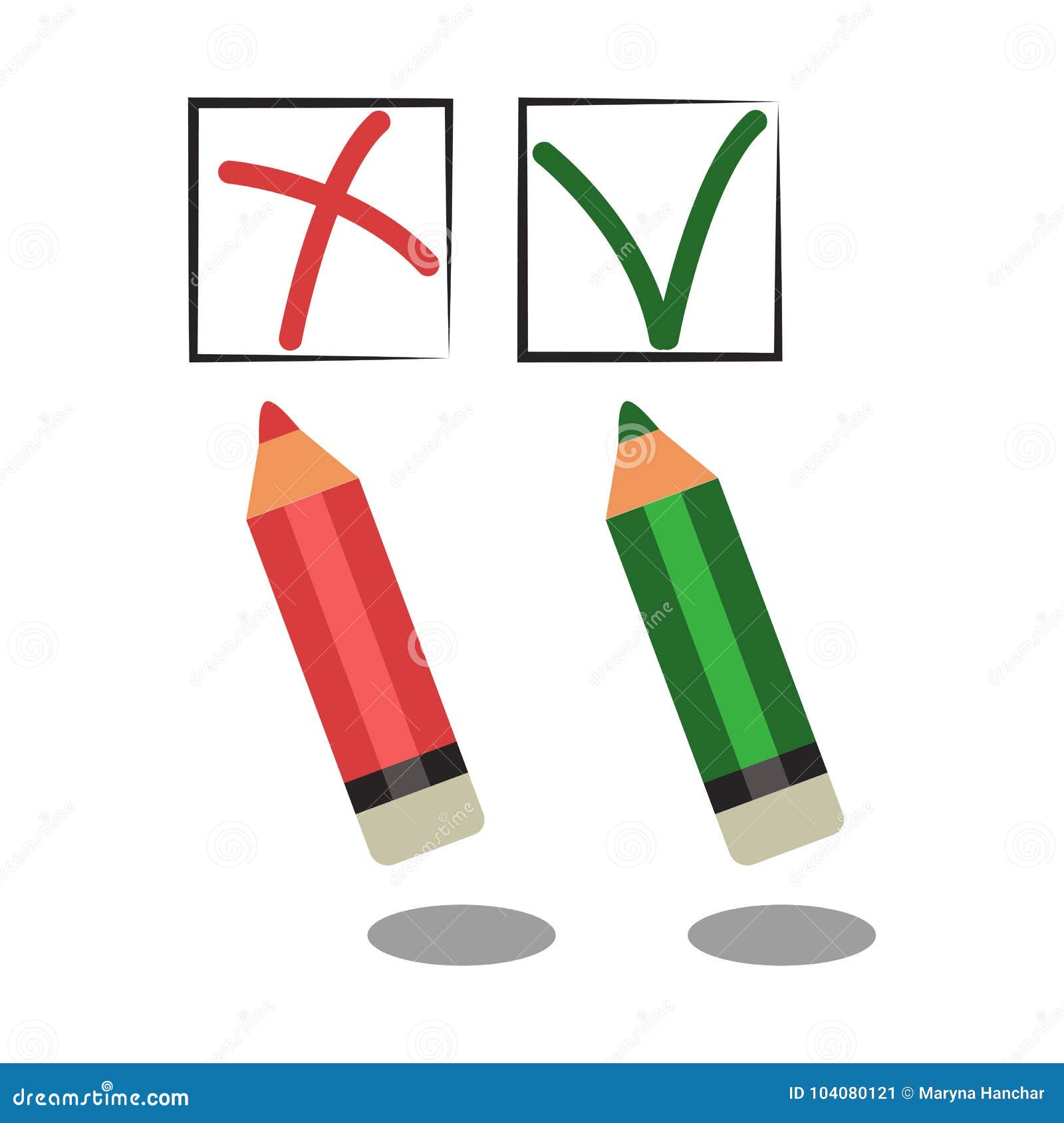 Vector Red and Green Pencil, Wrong and Right Choice Stock Illustration ...