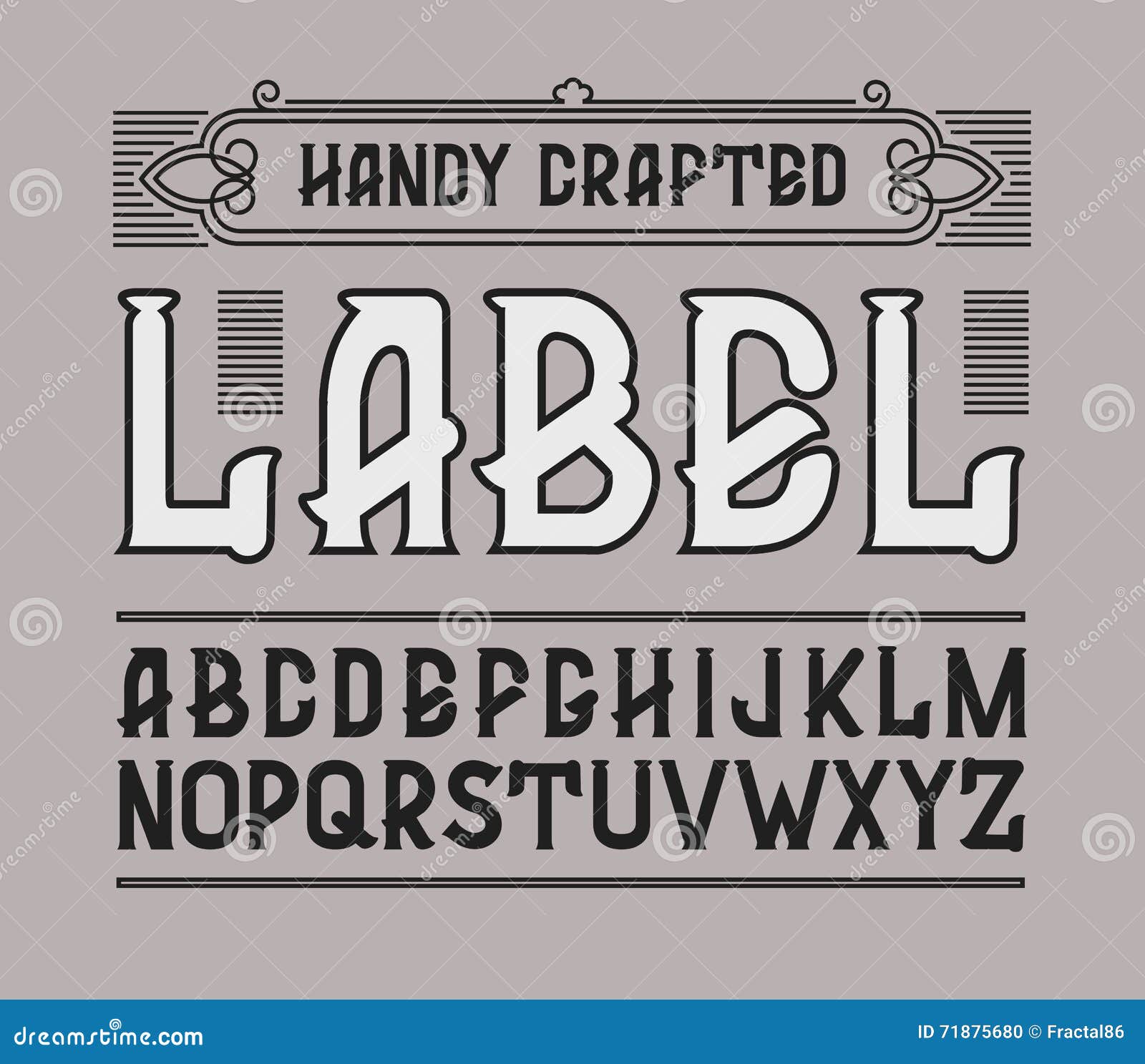 Vector Red Handy Crafted Vintage Label Font Stock Vector - Illustration ...