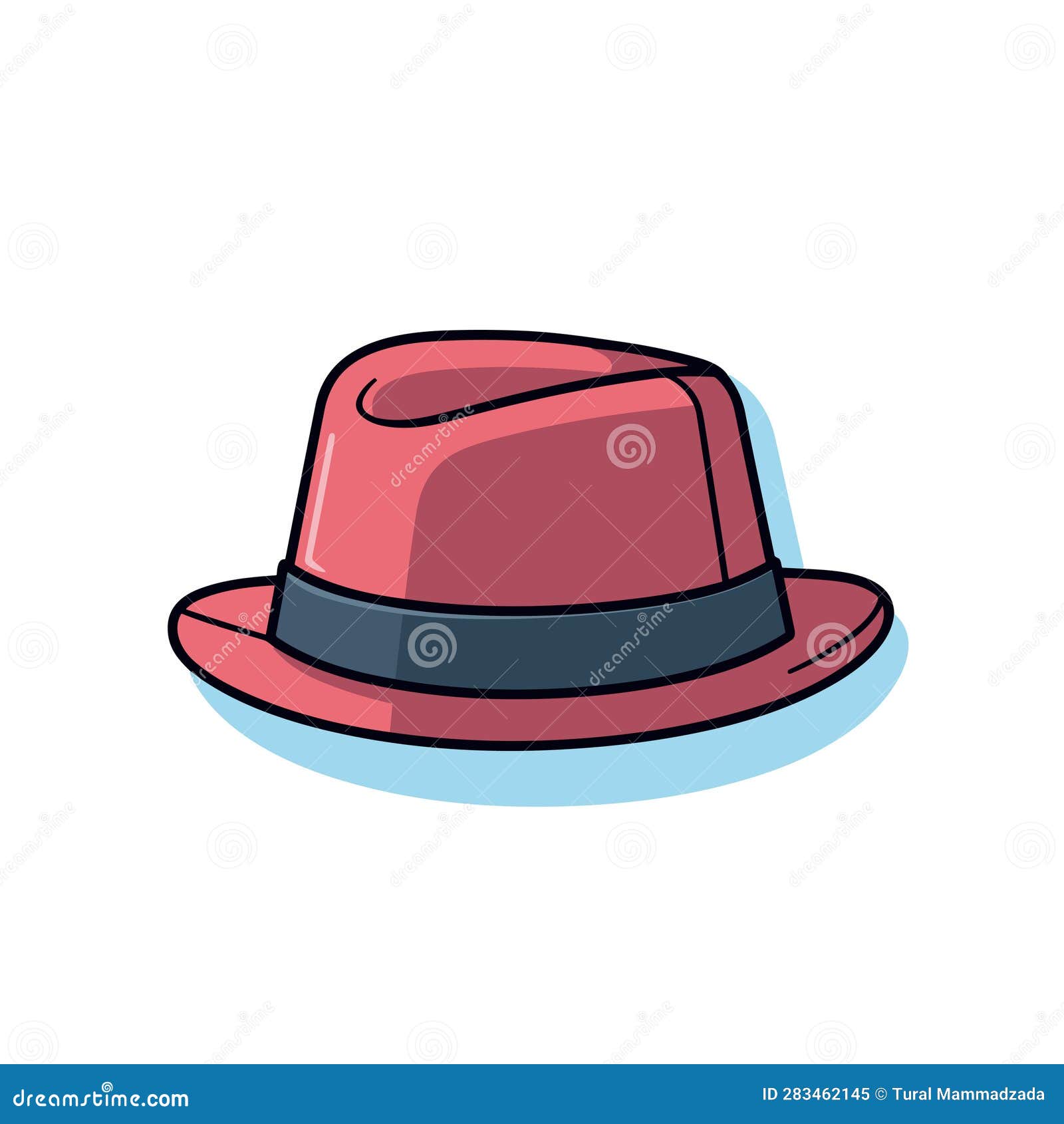Vector of a Red Hat with a Black Band Around the Brim Stock Vector ...