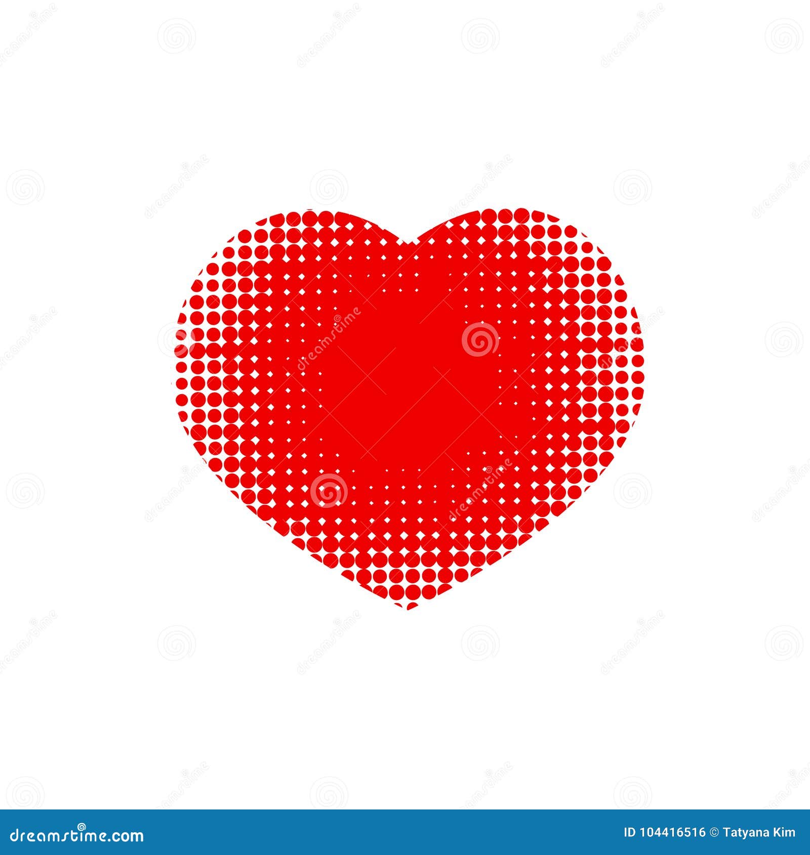 Vector Red Heart with Halftone Effect. Stock Illustration ...