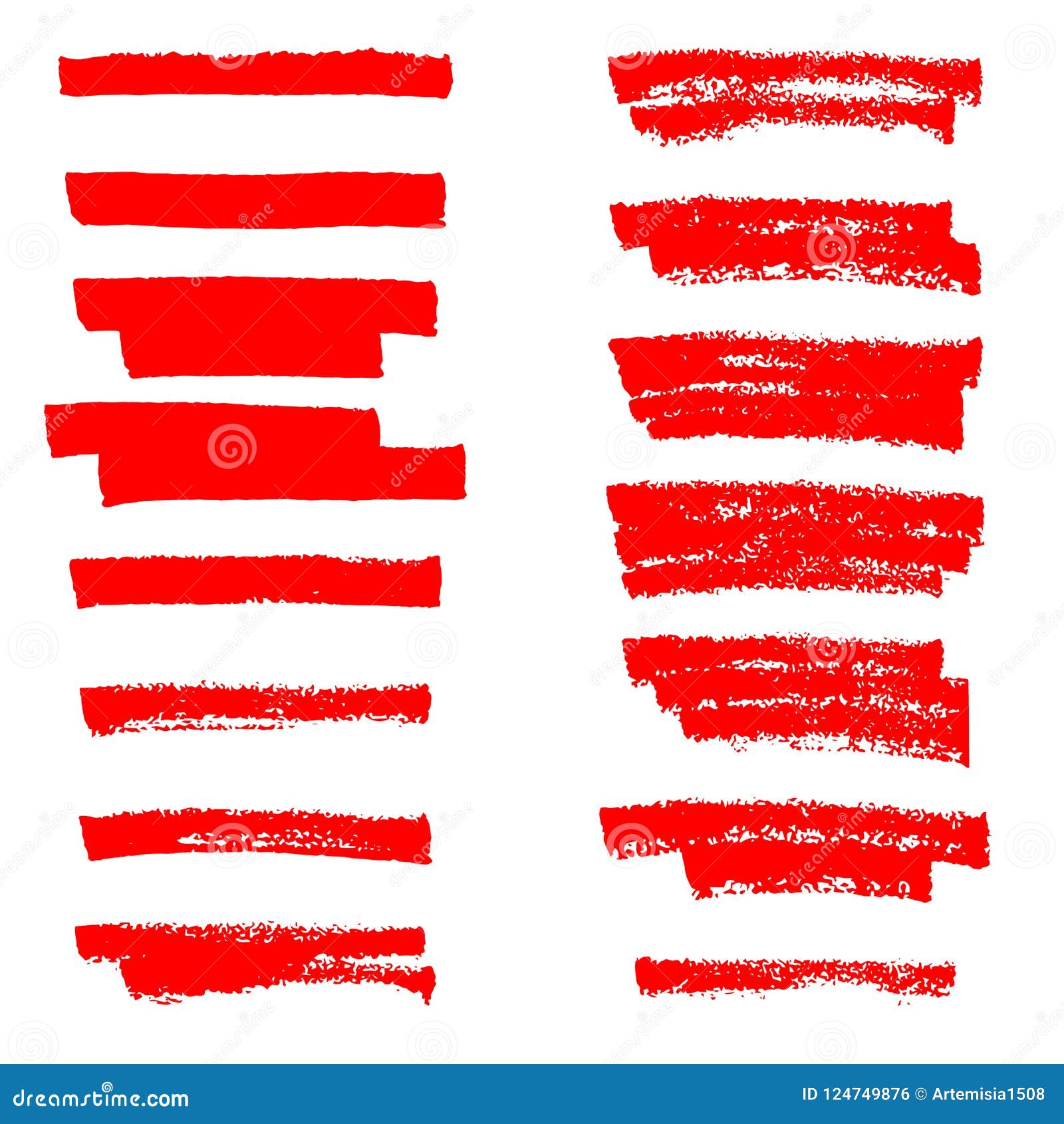 Vector Red Highlighter Brush Lines. Hand Drawing. Stock Vector ...