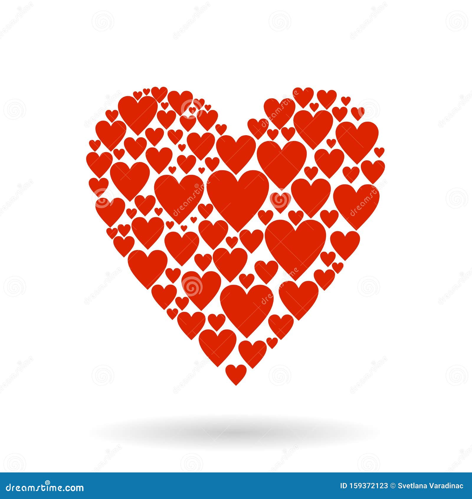 Red Heart Made Up of Many Red Hearts of Different Sizes. Stock Vector ...