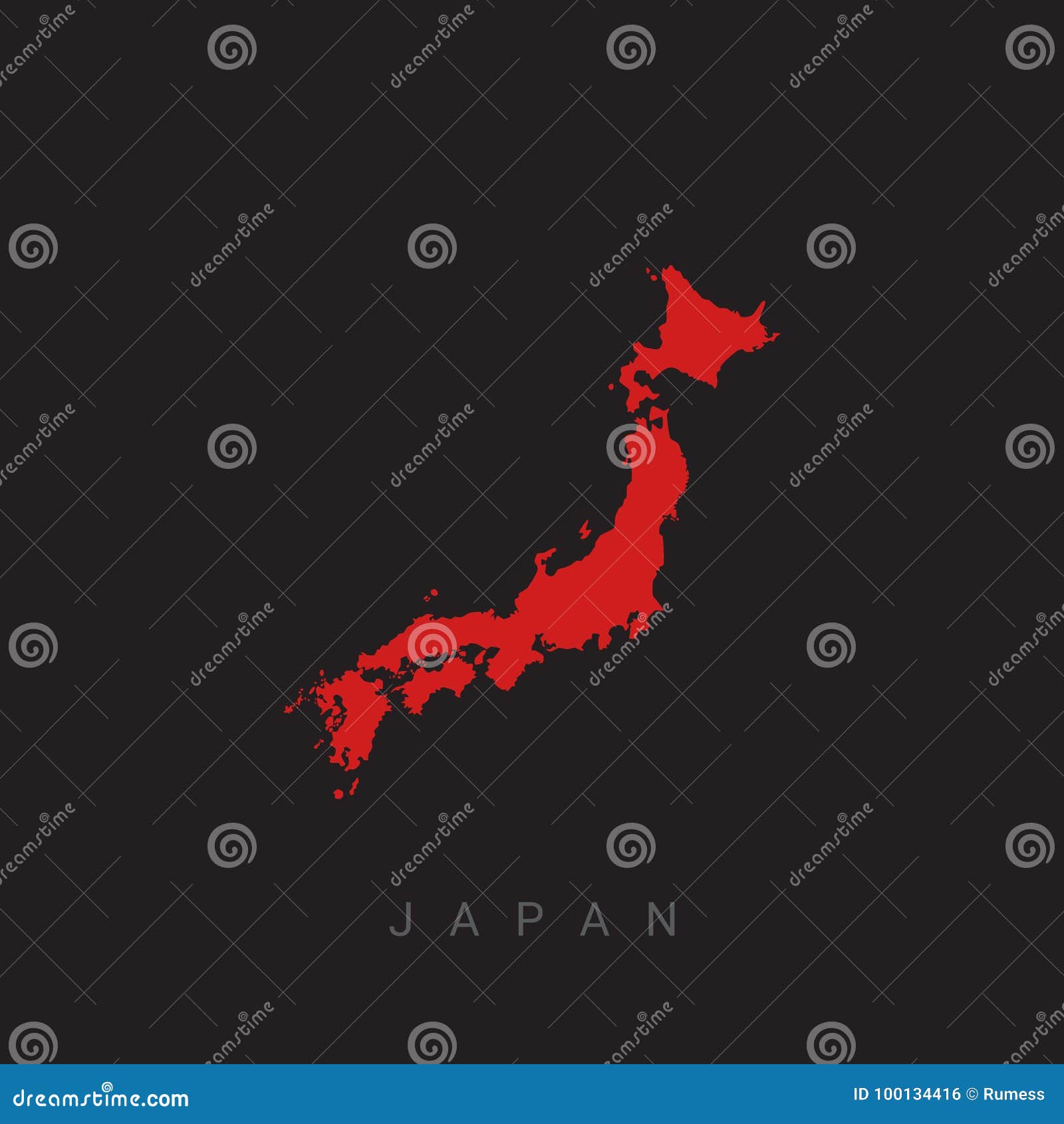 Vector Red Japan Map on Black Background Stock Vector - Illustration of ...