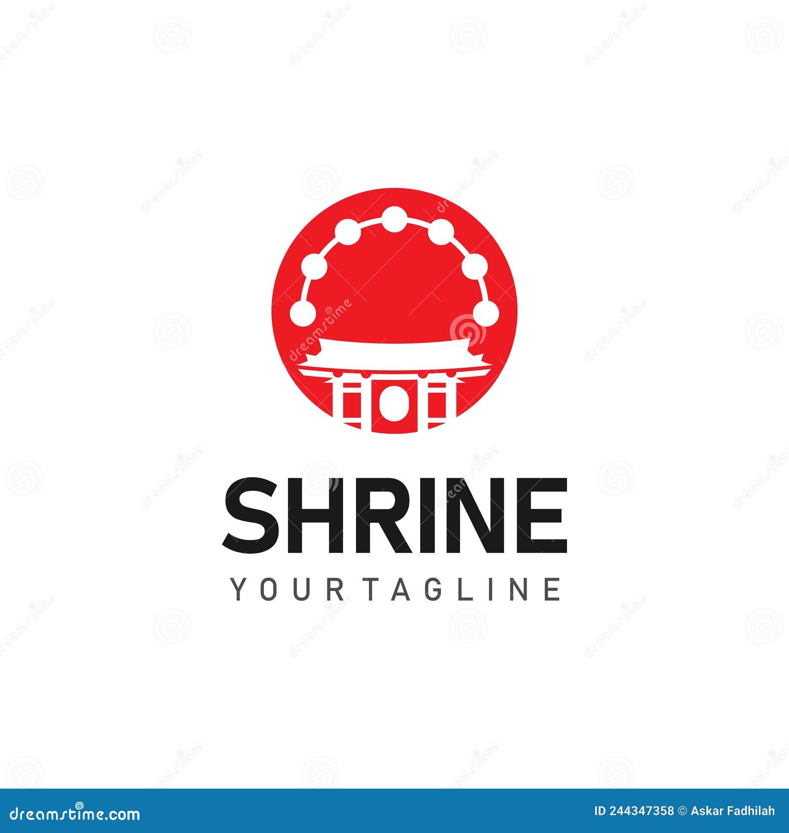 Shrine With Red Sun Logo ,Japanese Torii Gate Icon Vector In Line Style ...