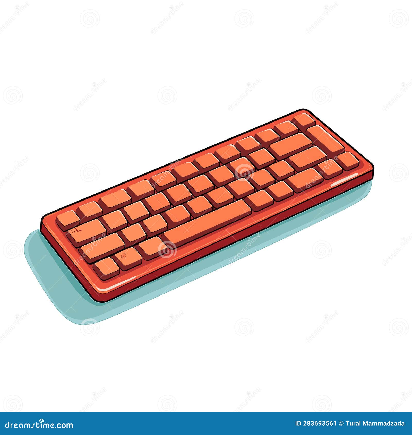 Vector of a Red Keyboard on a White Surface, Isolated on a White ...