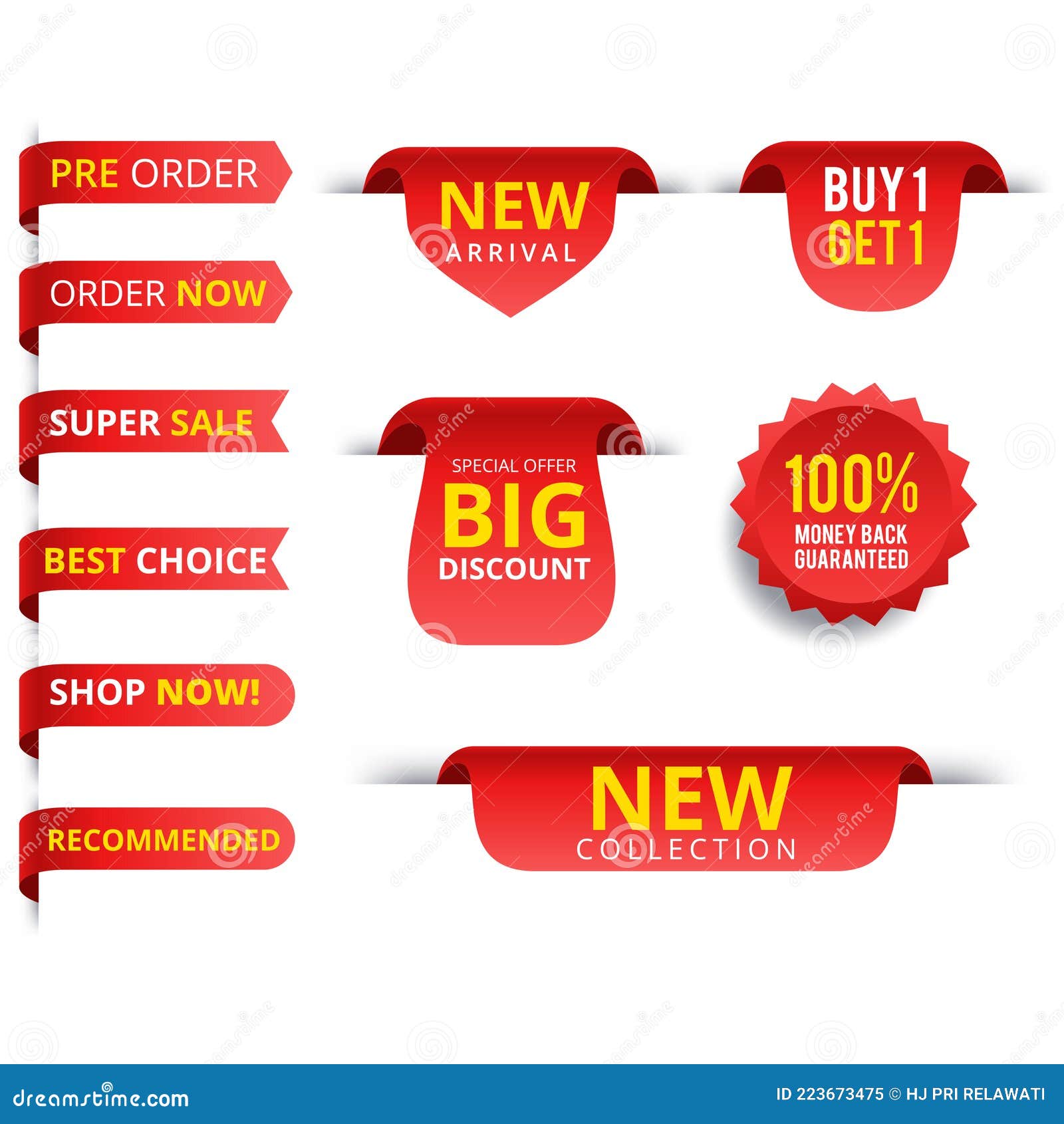 Vector Red Labels Isolated on White Background Stock Vector ...