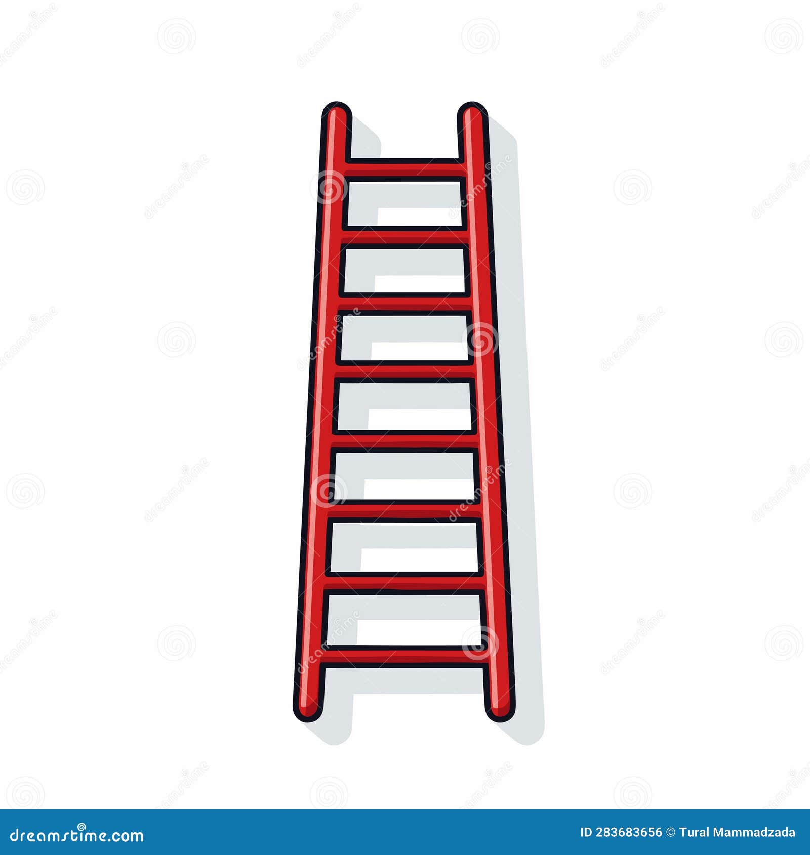 Vector of a Red Ladder Leaning Against a White Wall - Flat Icon Stock ...