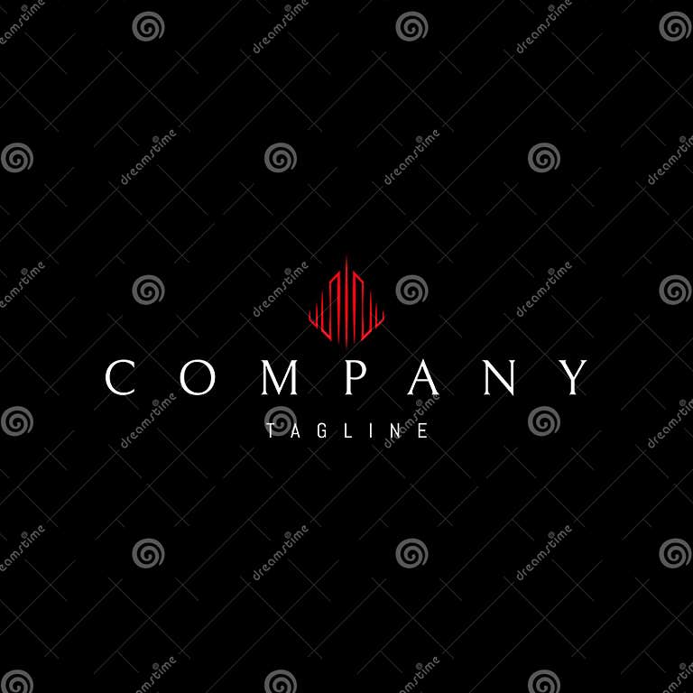 A Vector Red Logo with an Abstract Image of Columns in Perspective in a ...