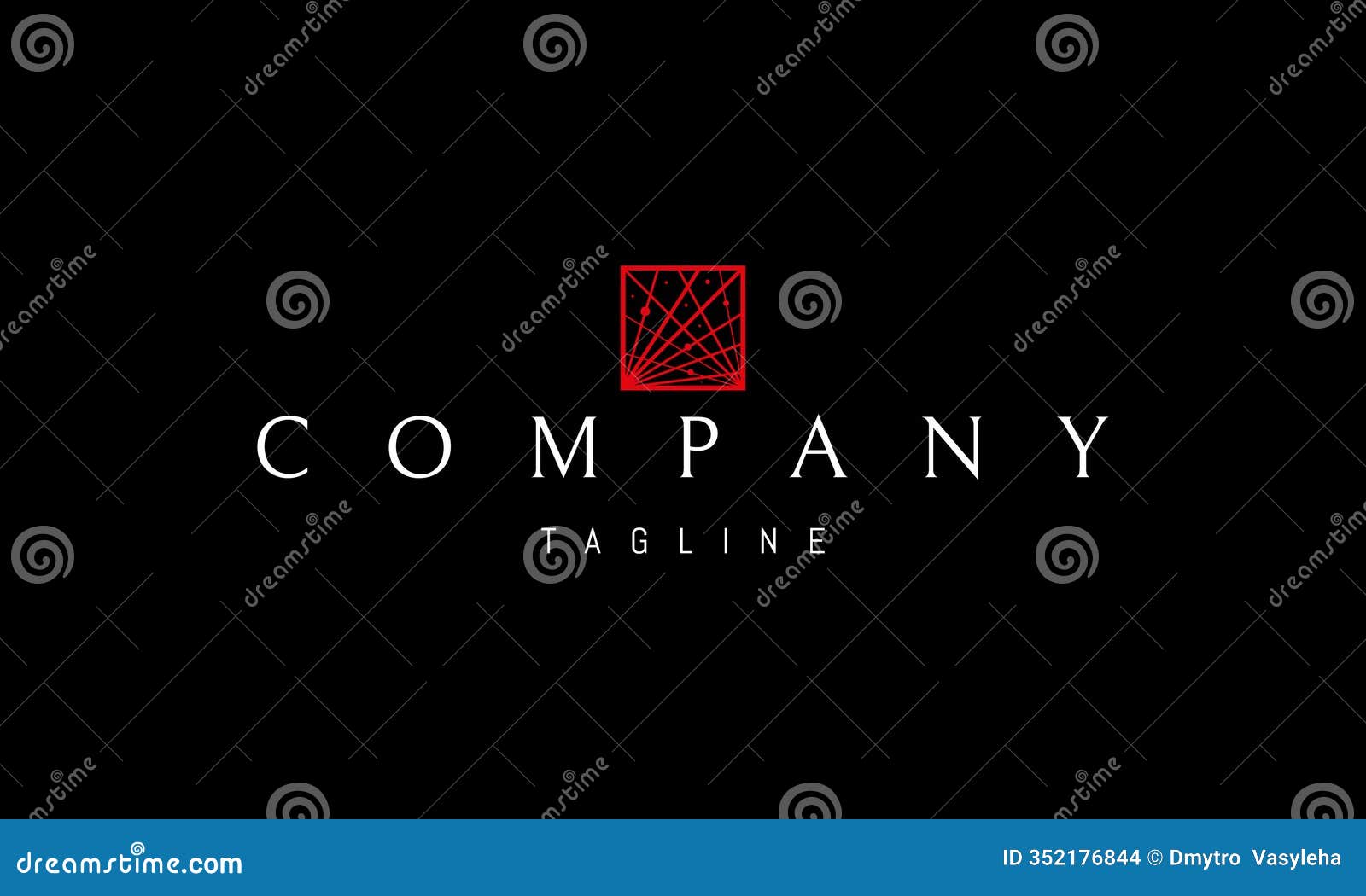 Vector Red Logo with an Abstract Image of a Square with Laser Beams ...