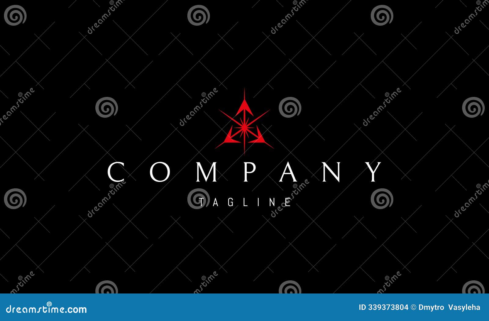 Vector Red Logo with an Abstract Image of Three Arrows and a Shining ...