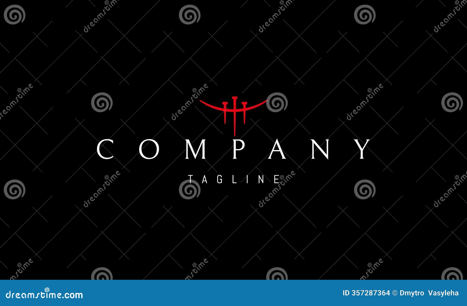 Vector Red Logo with an Abstract Image of an Inverted Moon with Three ...