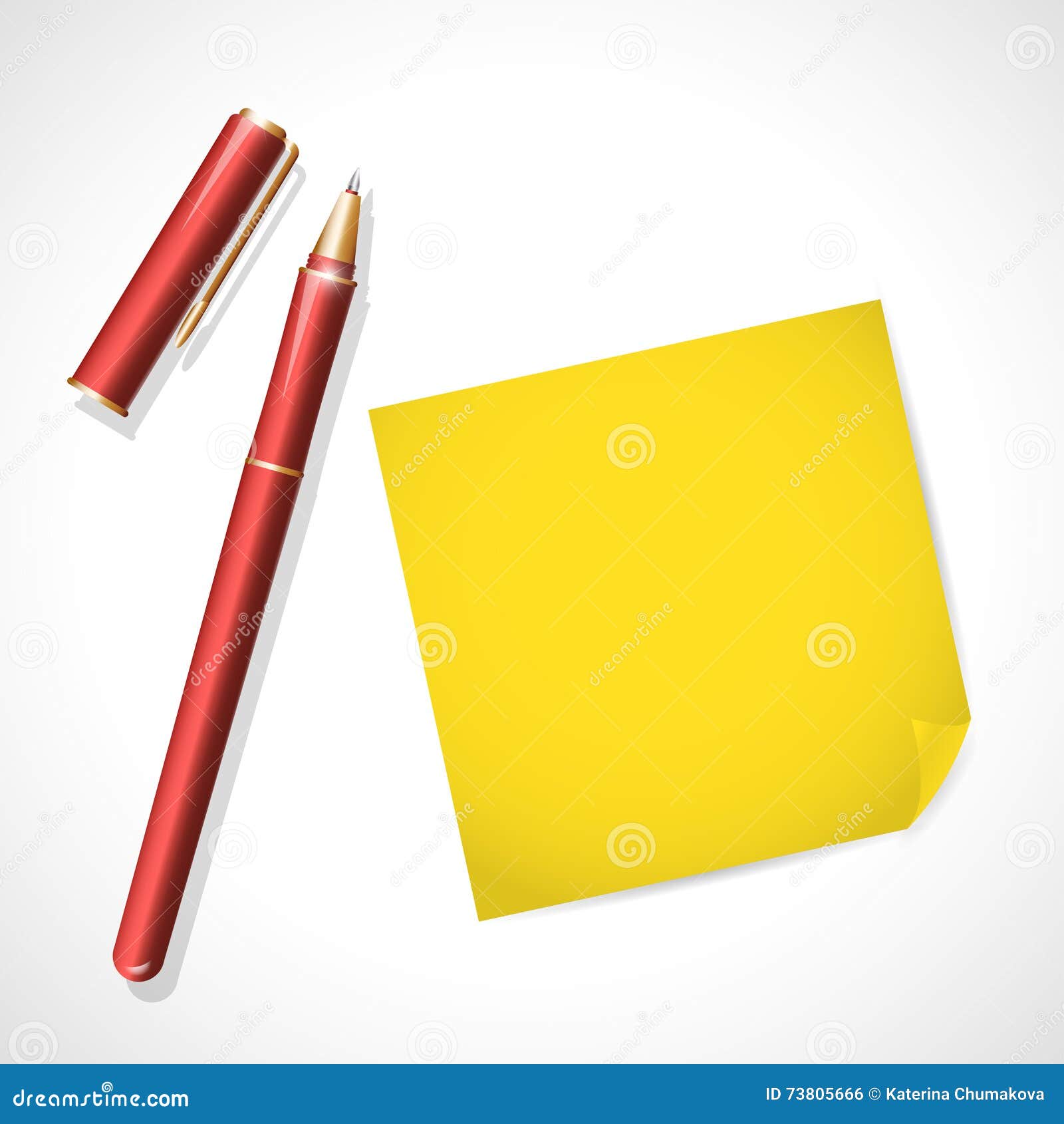 Vector Red Metal Pen Tool with Cap Isolated on White Background. Stock ...