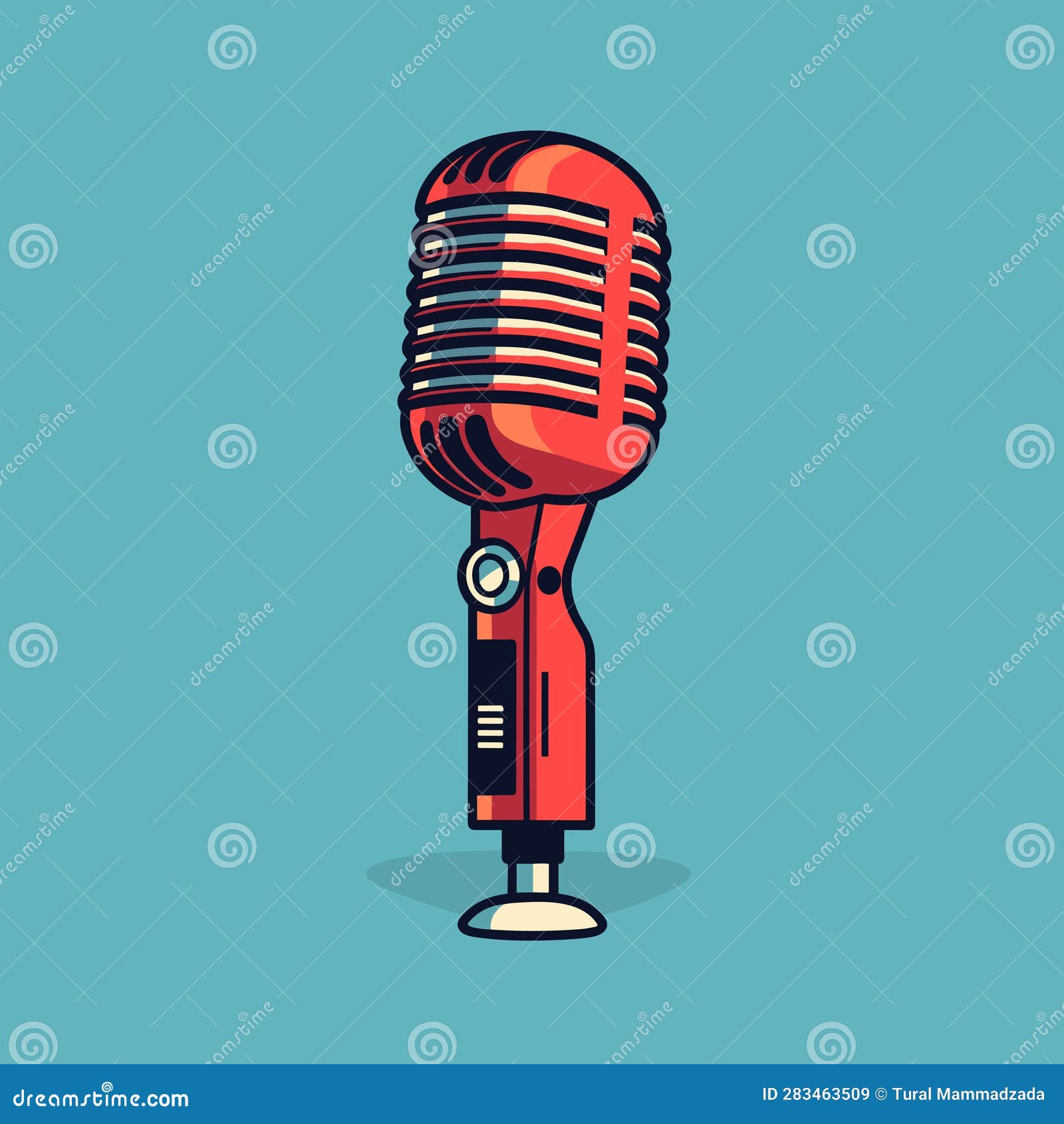 Vector of a Red Microphone Icon on a Blue Background Stock Vector ...