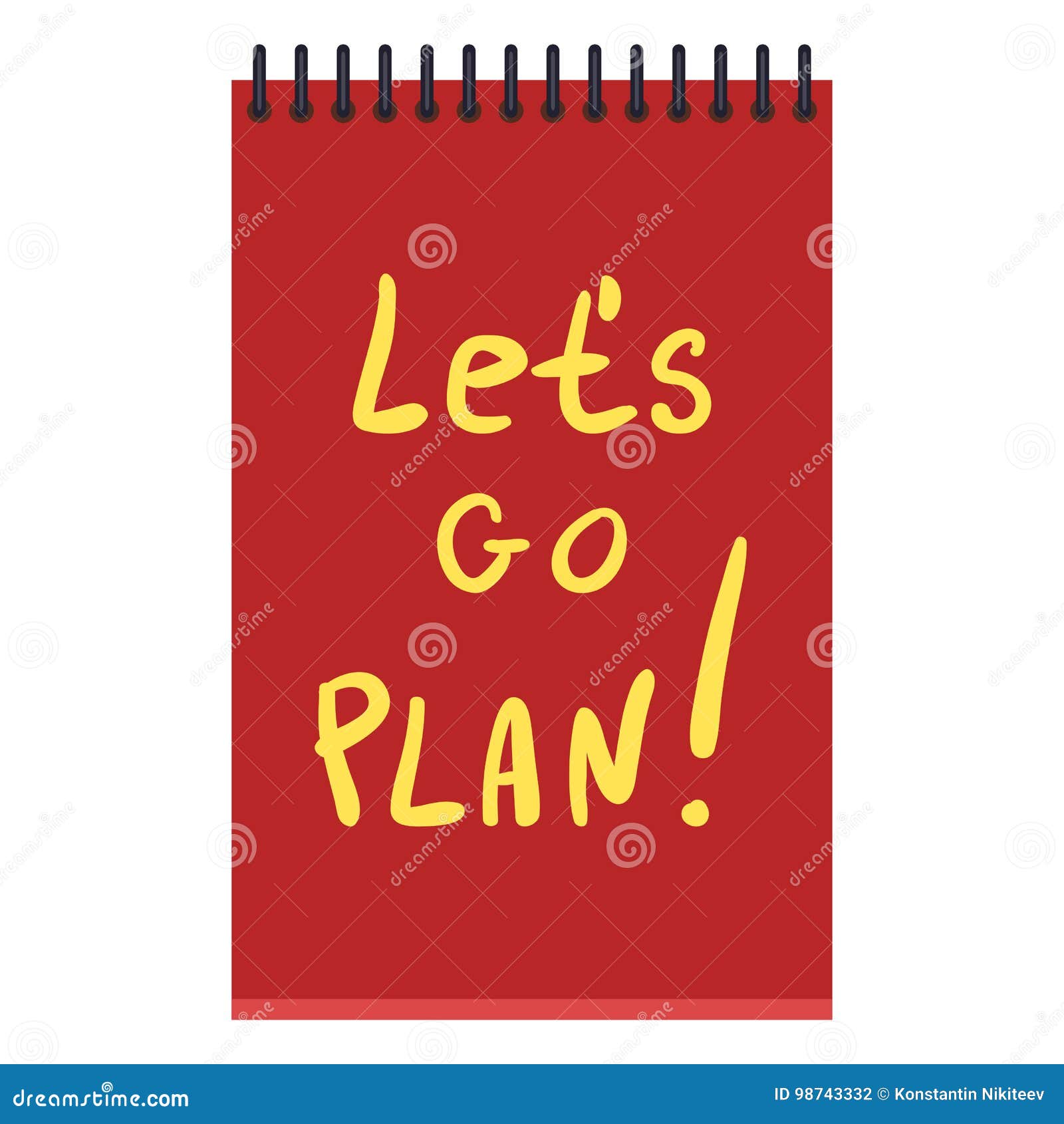 Vector Red Notebook with Yellow Text: Let`s Go Plan Stock Vector ...