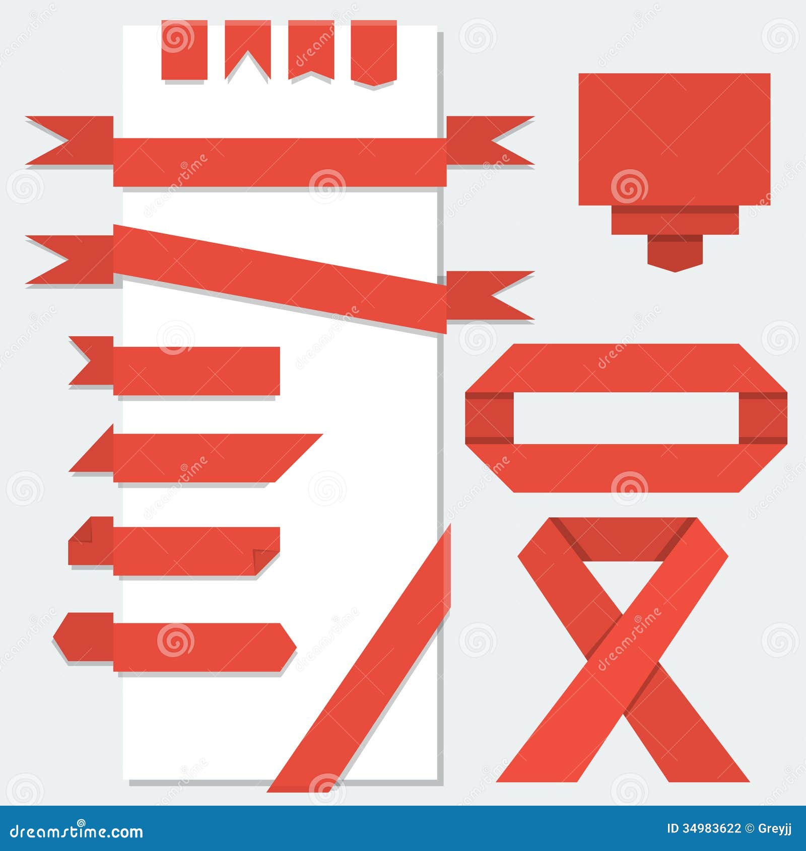 Vector red paper ribbons stock vector. Illustration of object - 34983622