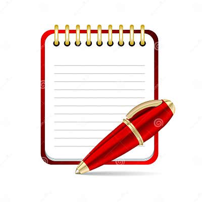 Vector Red Pen and Notepad Icon Stock Vector - Illustration of ...