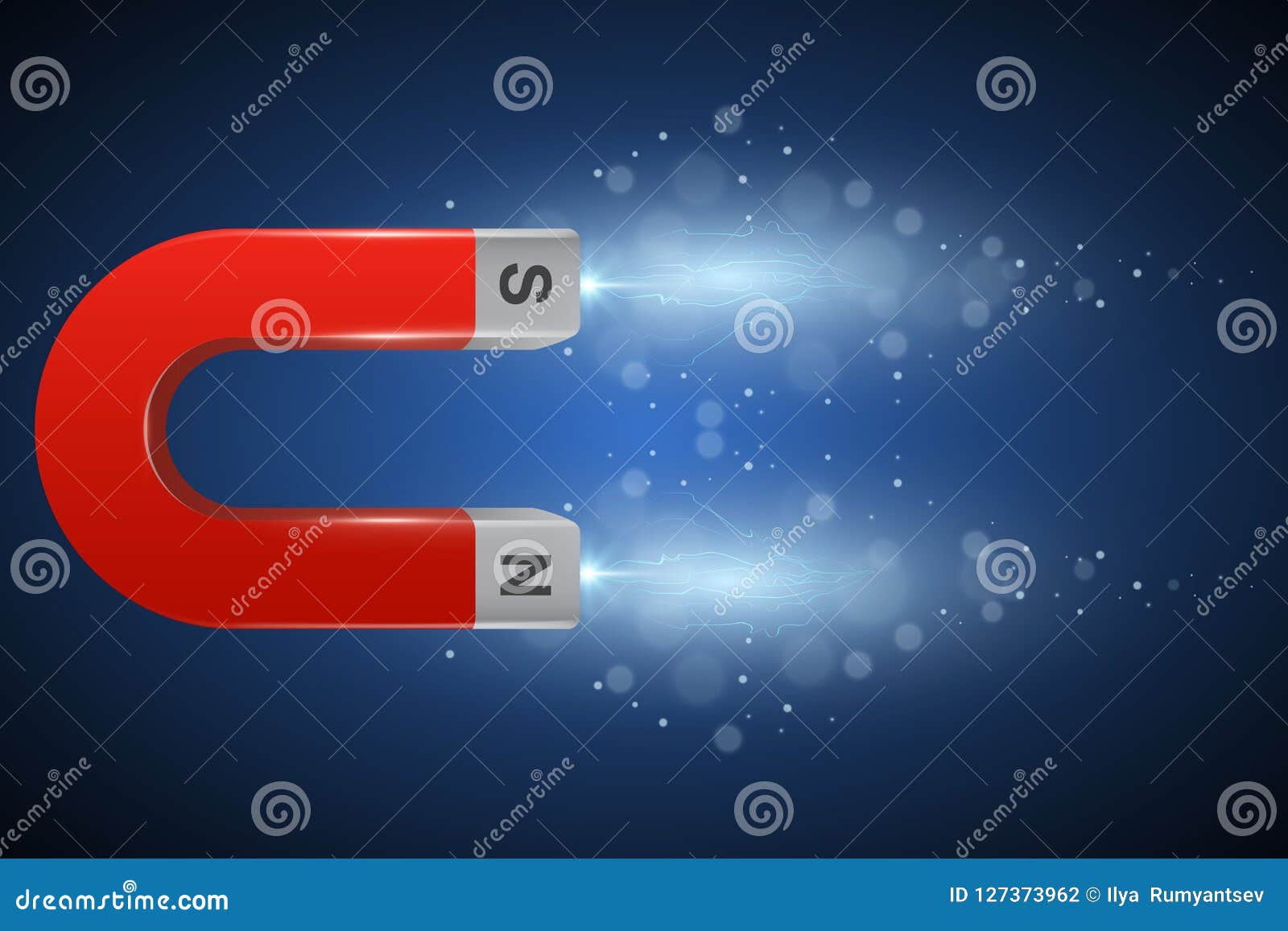 Vector Red Permanent Magnet with Lights Stock Vector - Illustration of ...