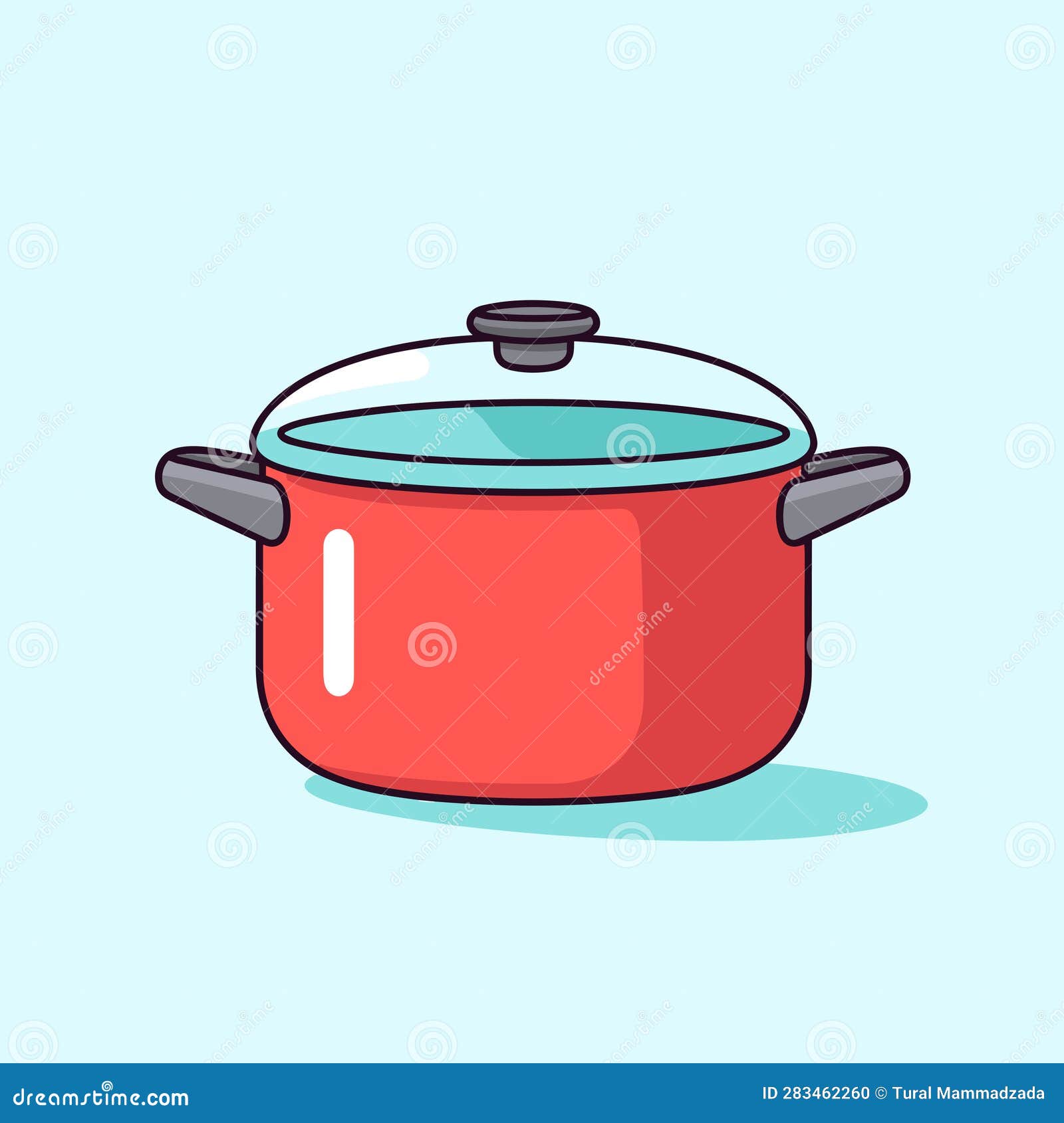 Vector of a Red Pot with a Lid on a Blue Background - Vector Icon Stock ...
