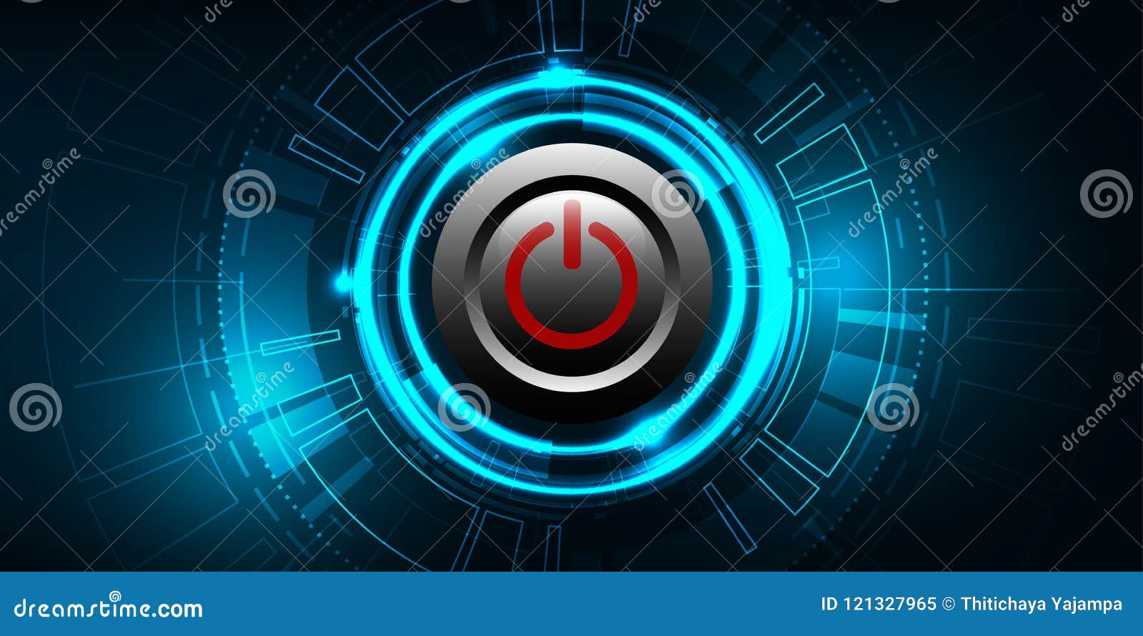Vector Red Power Button on Technology Background. Stock Vector ...