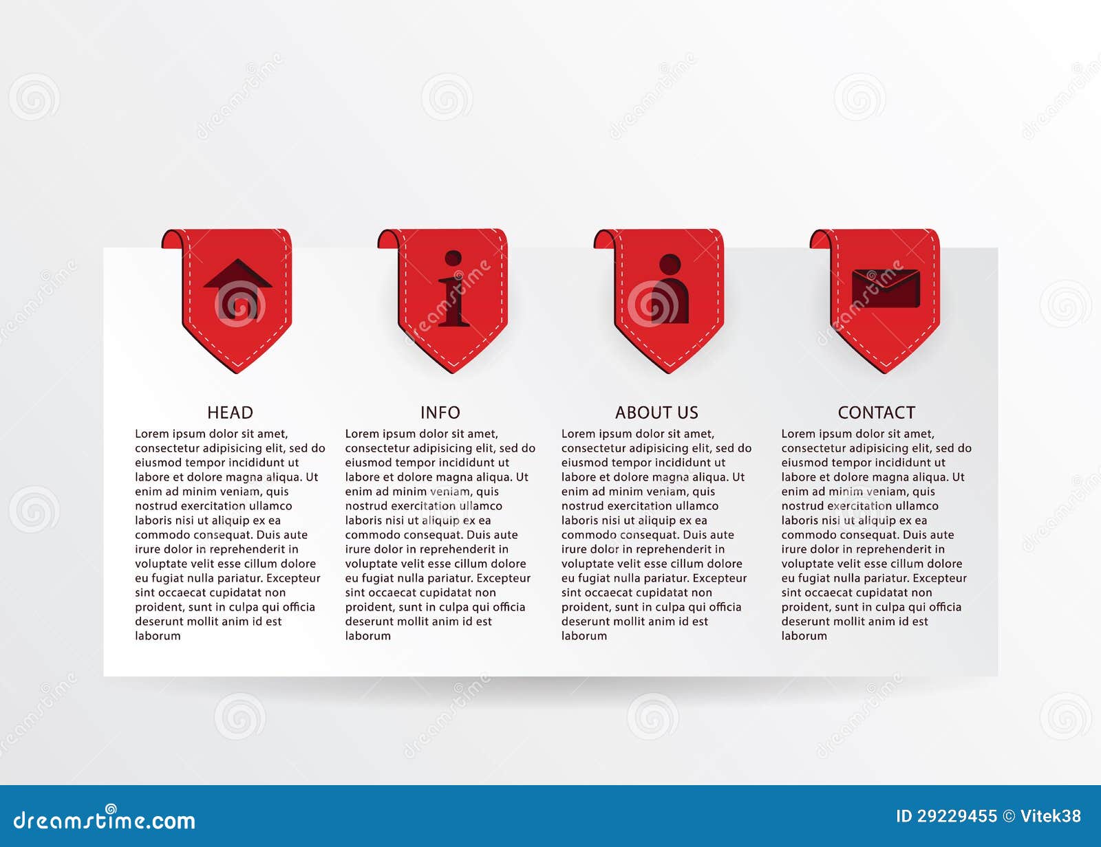 Vector Red Progress Card with Gold Ribbon Marks and Simple Web I Stock ...