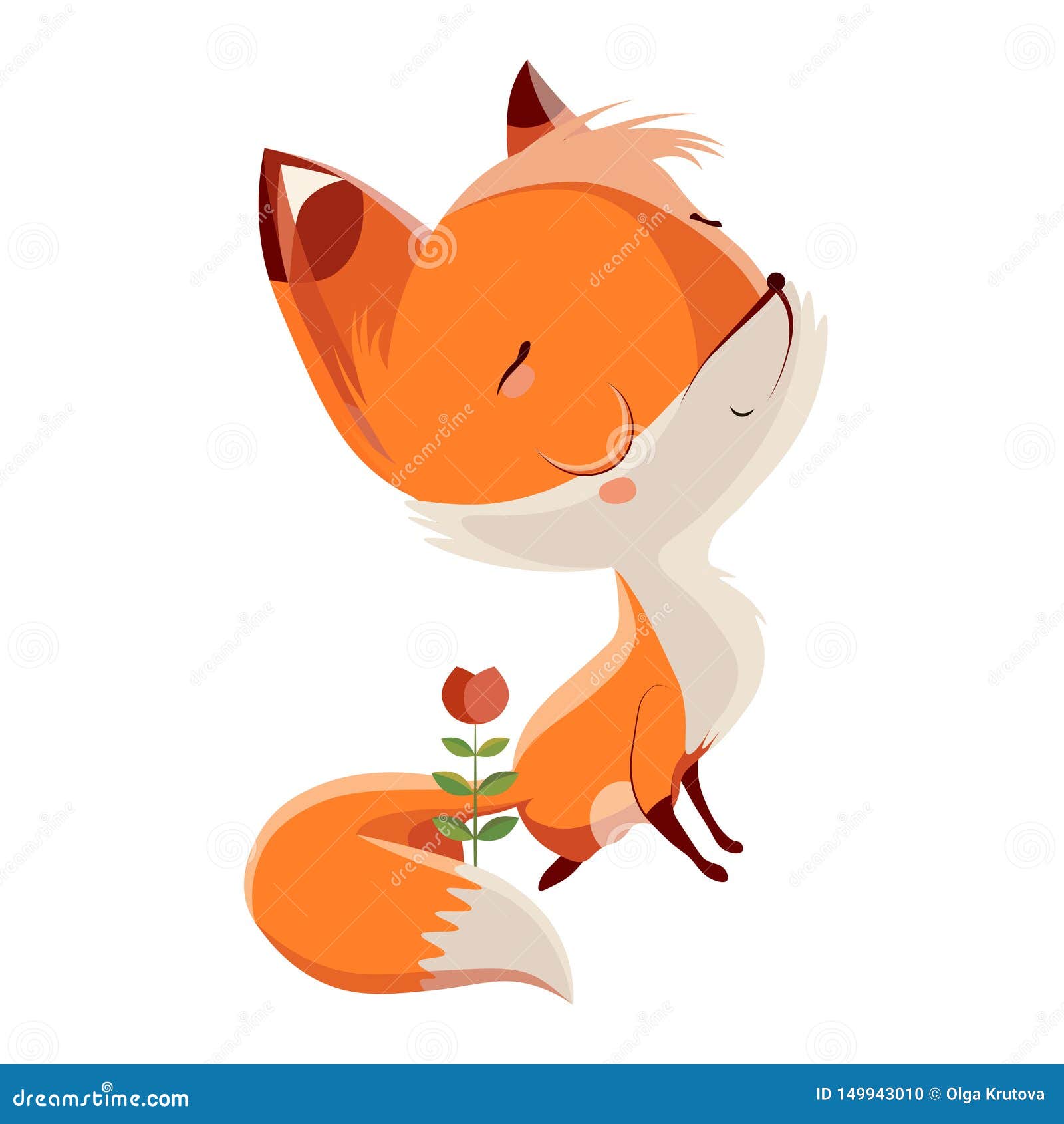 Vector Red Proud Fox with a Flower Stock Vector - Illustration of proud ...