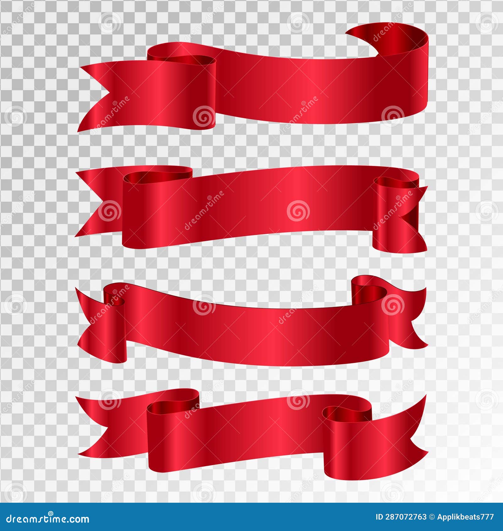 Vector Red Ribbons.Ribbon Banner Set Stock Illustration - Illustration ...