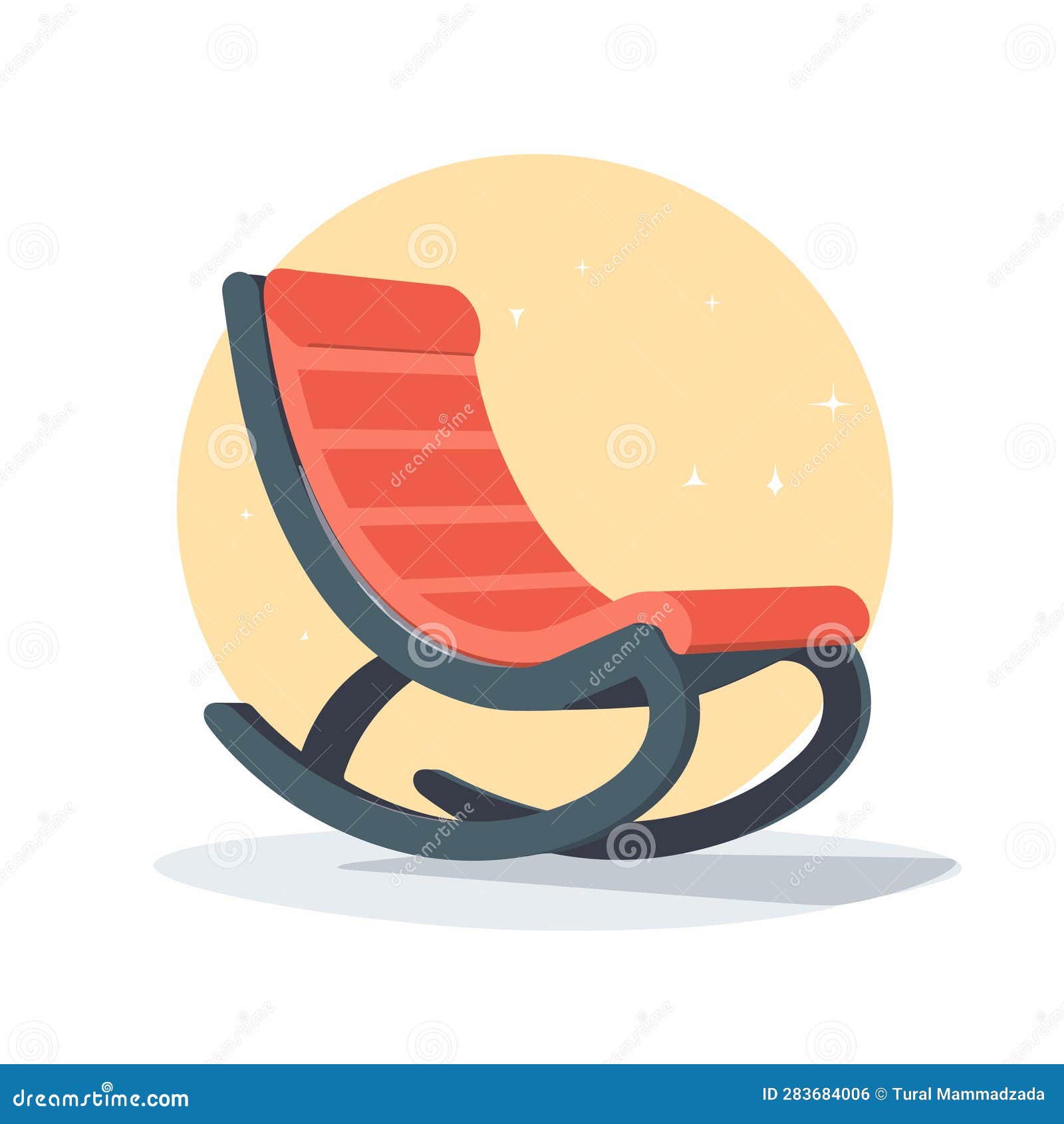 Vector of a Red Rocking Chair in Front of a Yellow Circle Stock Vector ...