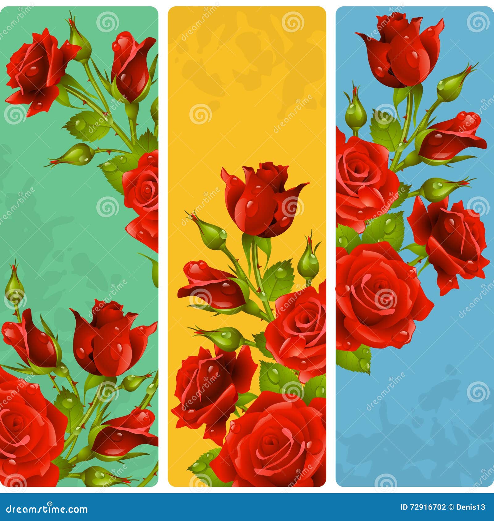Vector Red Rose Frames. Set of Floral Vertical Banners Stock Vector ...