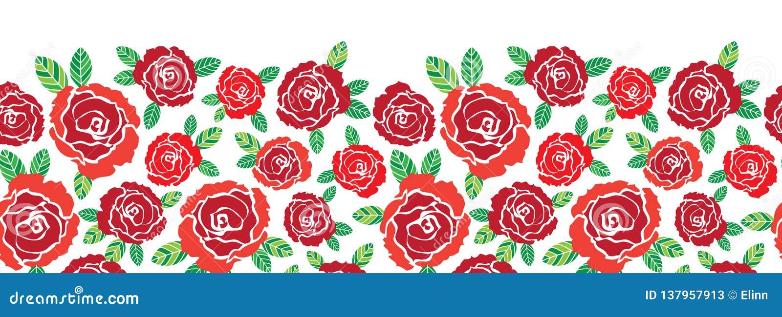 Vector Red Roses Horizontal Seamless Pattern Stock Vector ...