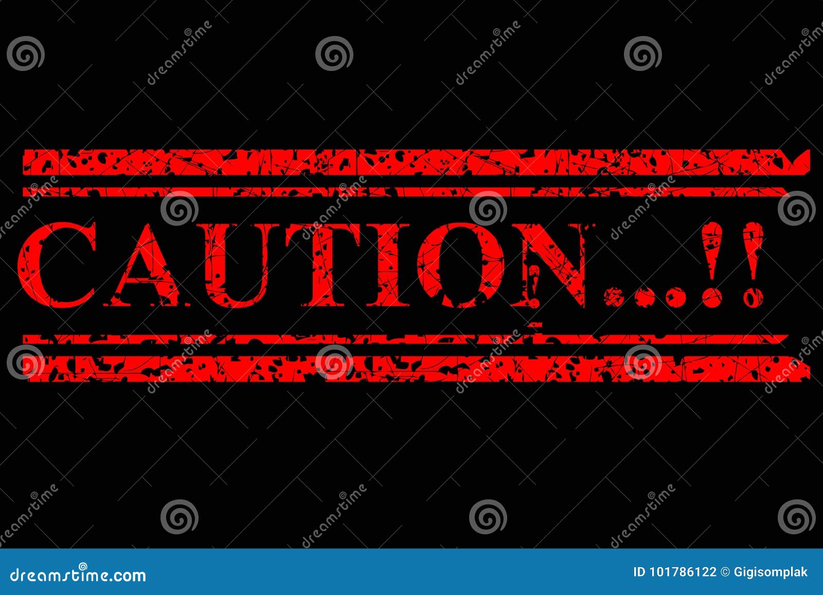 Red Rubber Stamp, Caution, at Black Background Stock Vector ...
