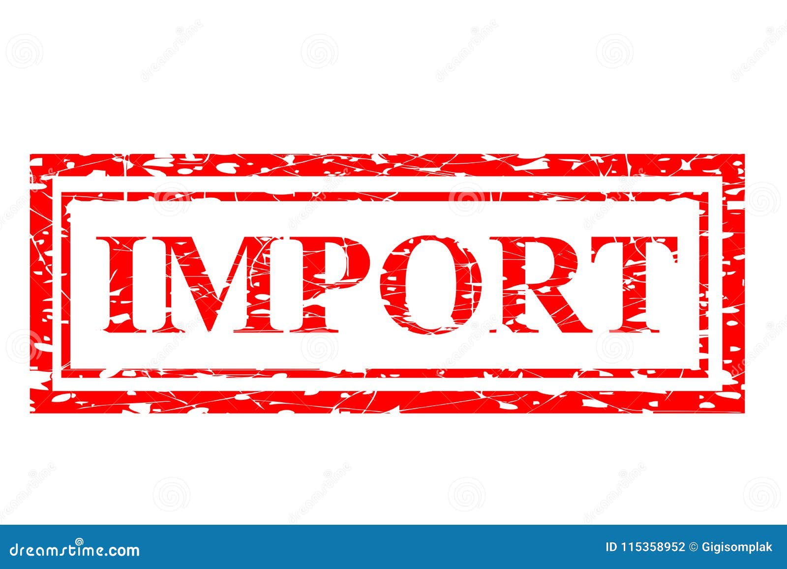Red Rubber Stamp Effect, Import, at White Background Stock Vector ...