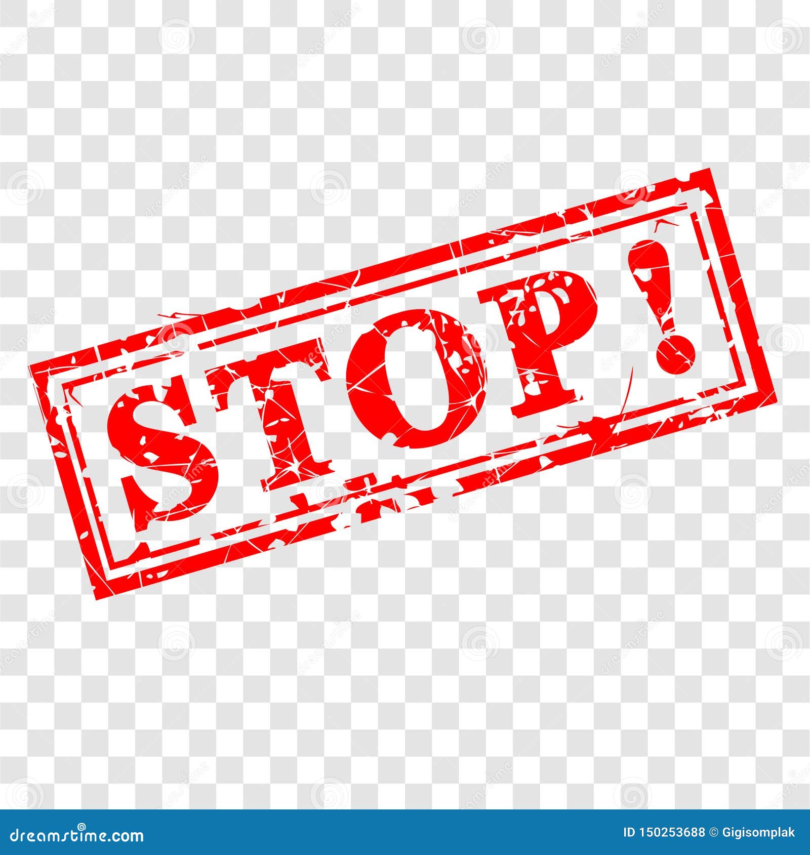 Simple Vector Red Rubber Stamp, Stop, at Transparent Effect Background ...