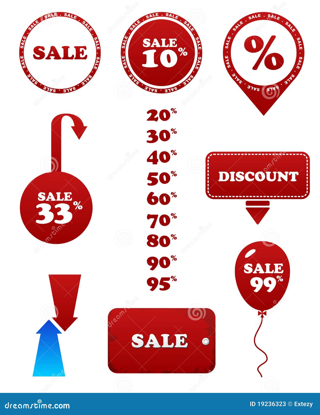 Vector Red Sale Set. Stamp Discount Tags Labels Stock Vector ...
