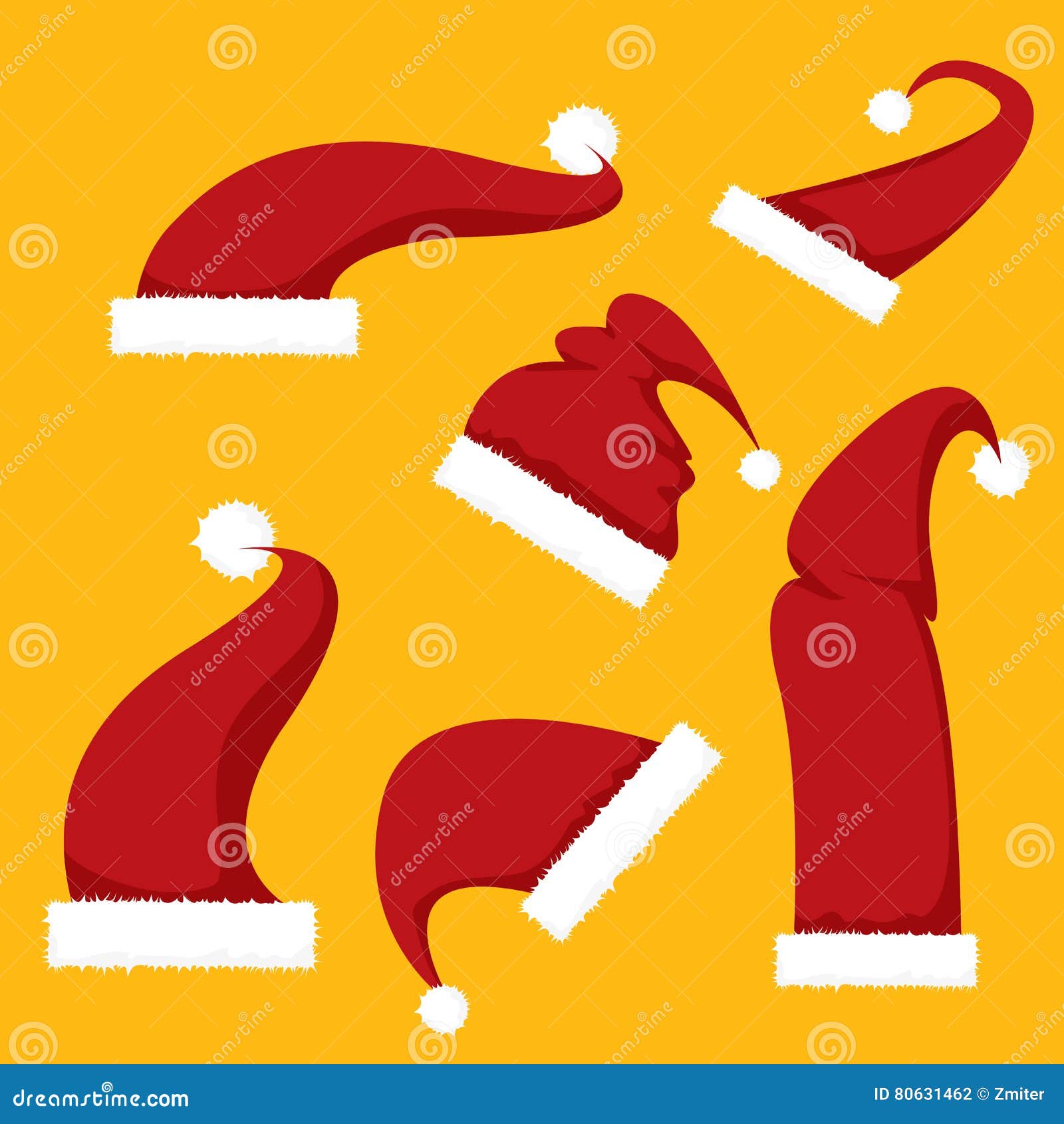 Vector Red Santa Hat Icon Set. Stock Vector - Illustration of funky ...