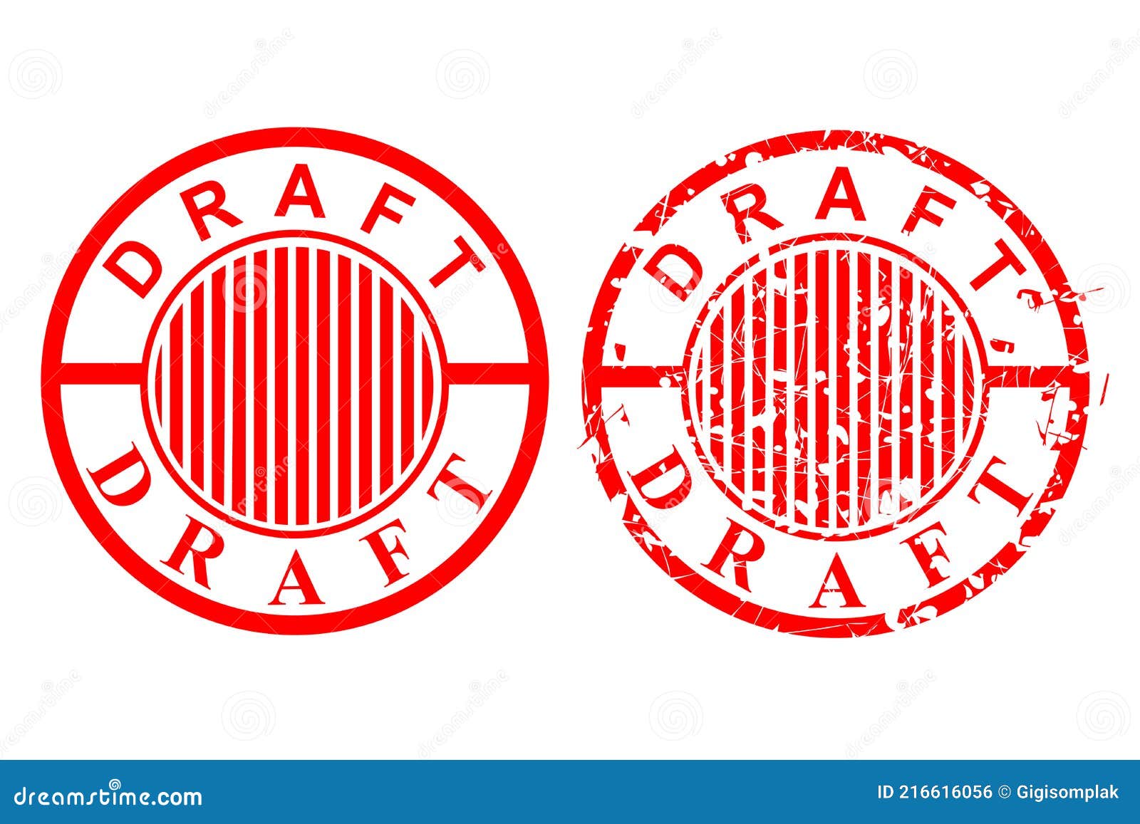 Vector Simple Red Scratch Rubber Stamp, Draft, at Isolated on White ...