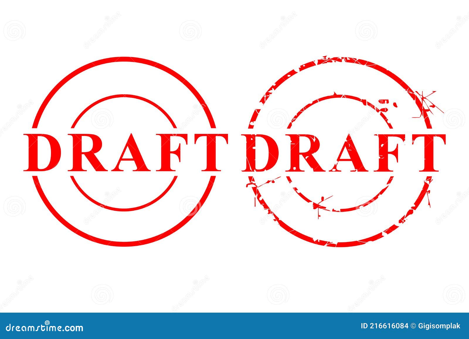 Vector Simple Red Scratch Rubber Stamp, Draft, at Isolated on White ...