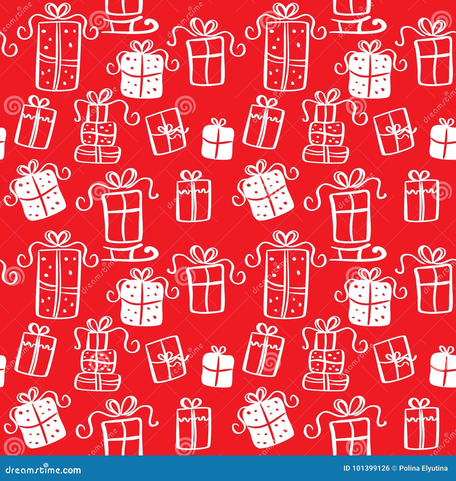Vector Red Seamless Pattern of Christmas Presents Stock Vector ...