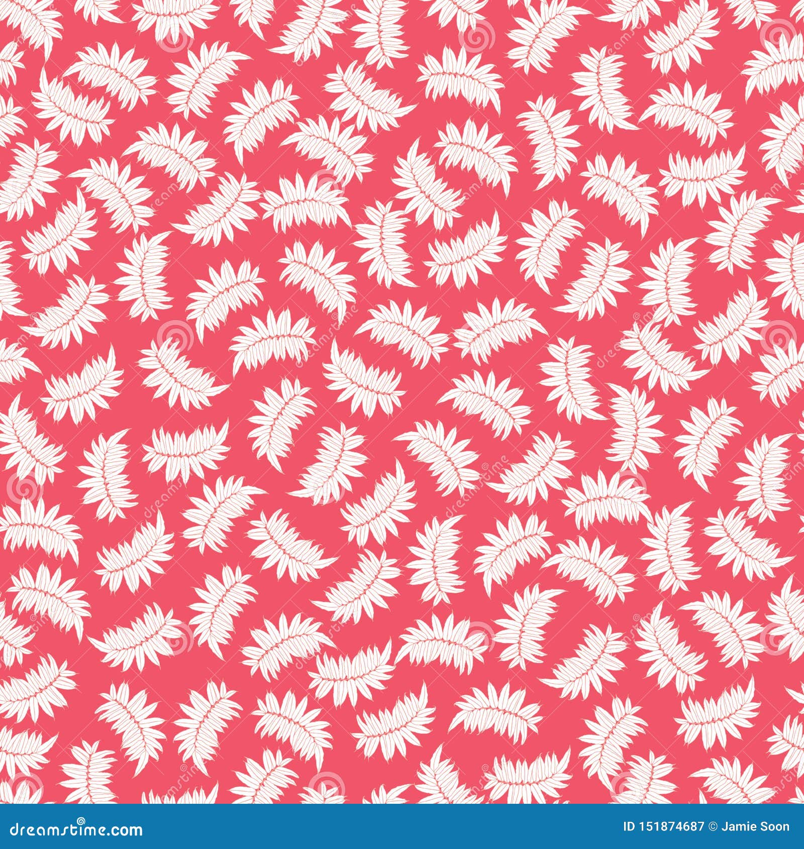 Vector Red Seamless Pattern with Tropical Leaves. Suitable for Textile ...