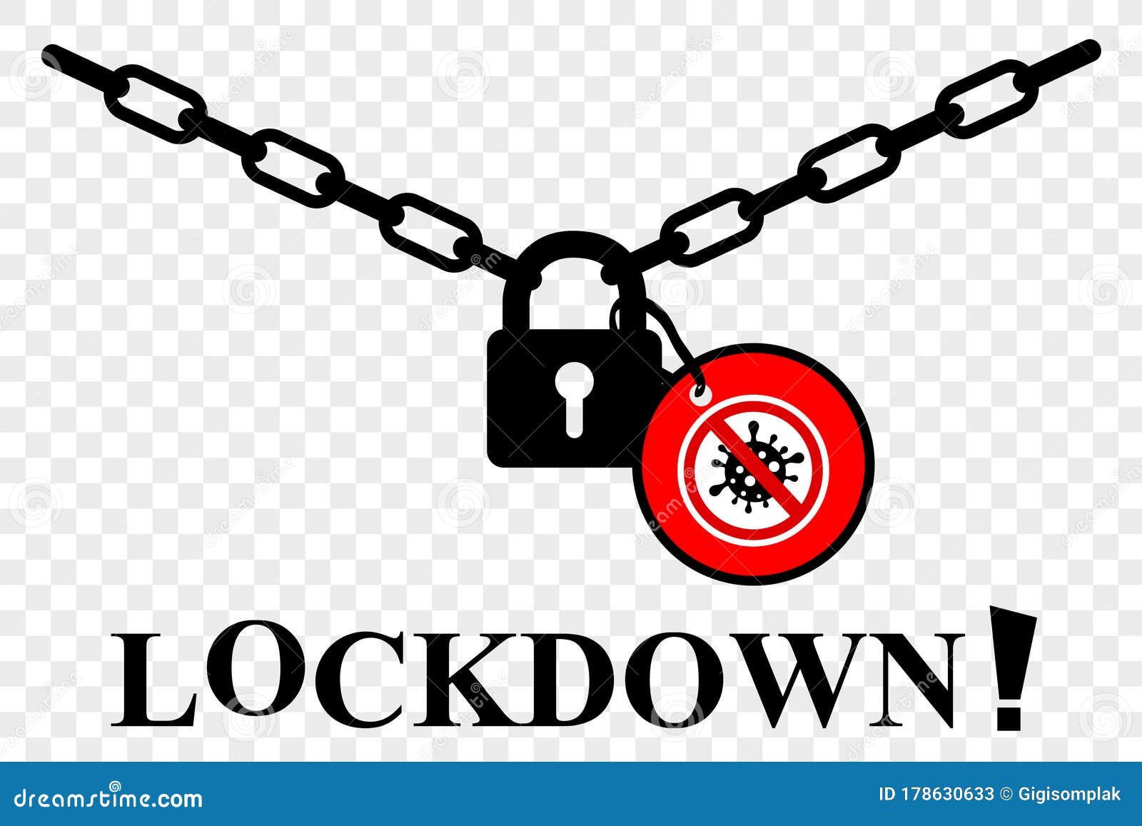 Simple Vector Red Sign, Lock Down, at Transparent Effect Background ...