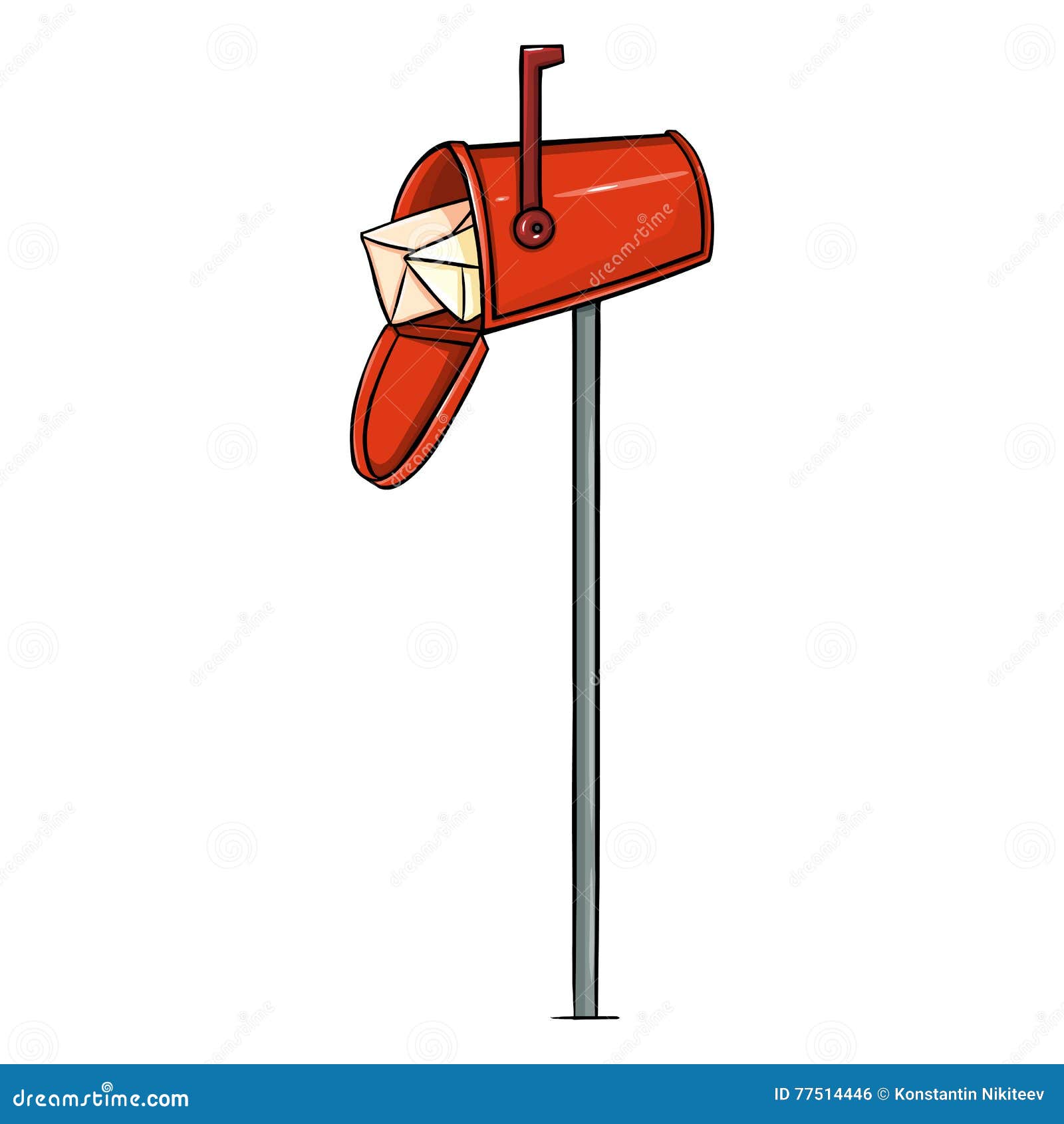 Vector Red Single Cartoon Mailbox Stock Vector - Illustration of ...