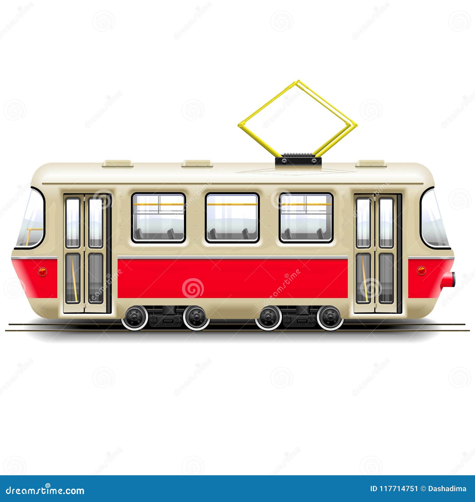 Vector Red Small Tram | CartoonDealer.com #117714751