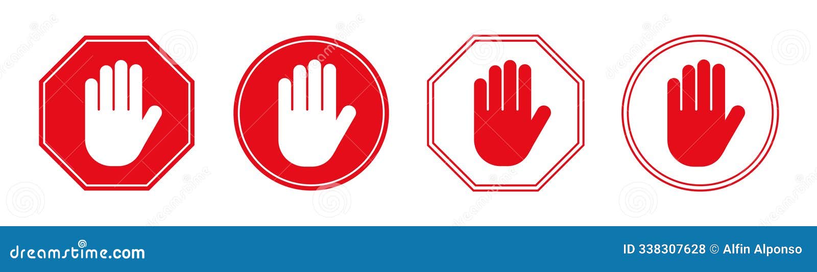 Vector Red Stop Icon Set stock vector. Illustration of vehicle - 338307628