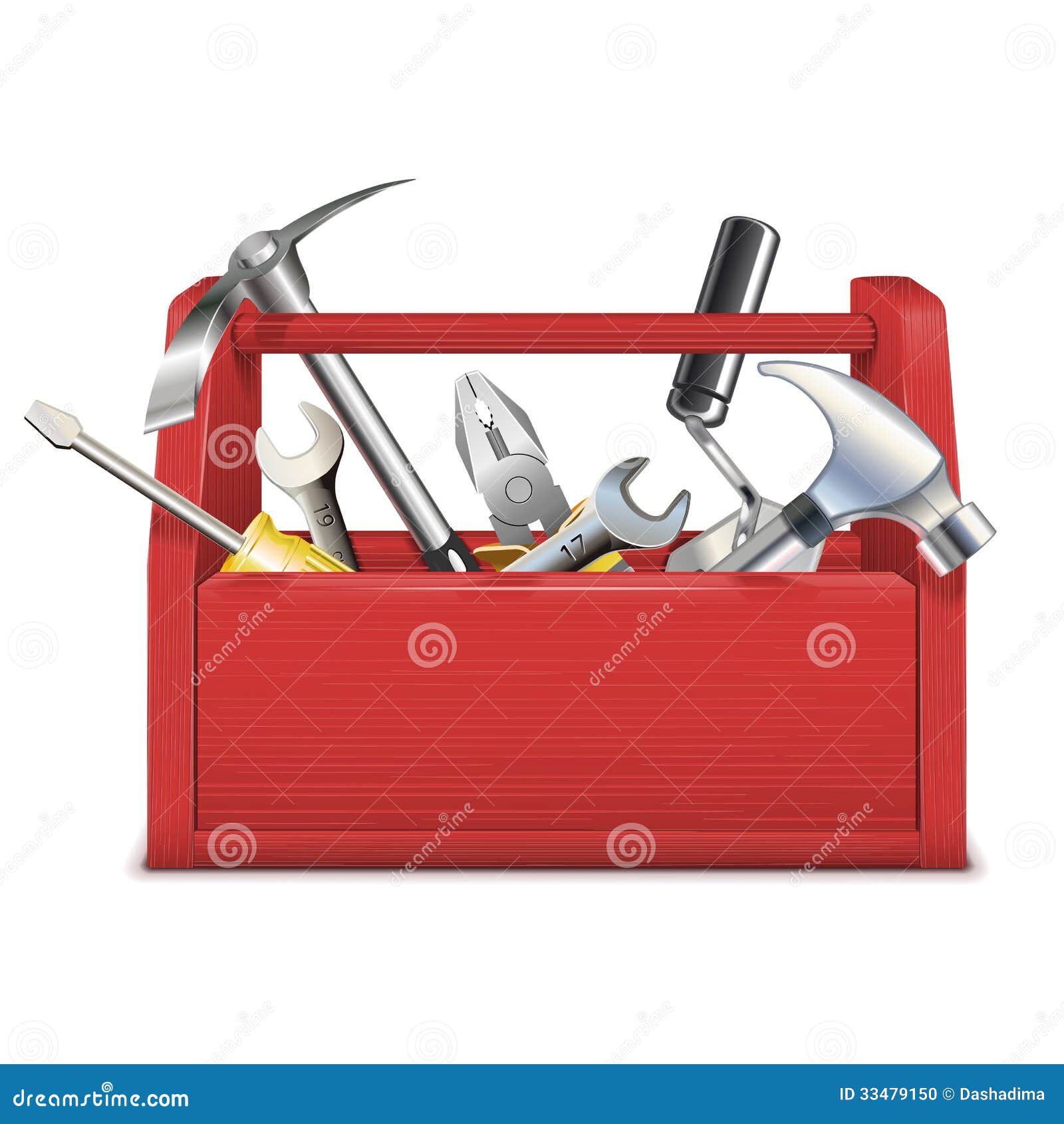 Vector Red Toolbox stock vector. Illustration of mending - 33479150
