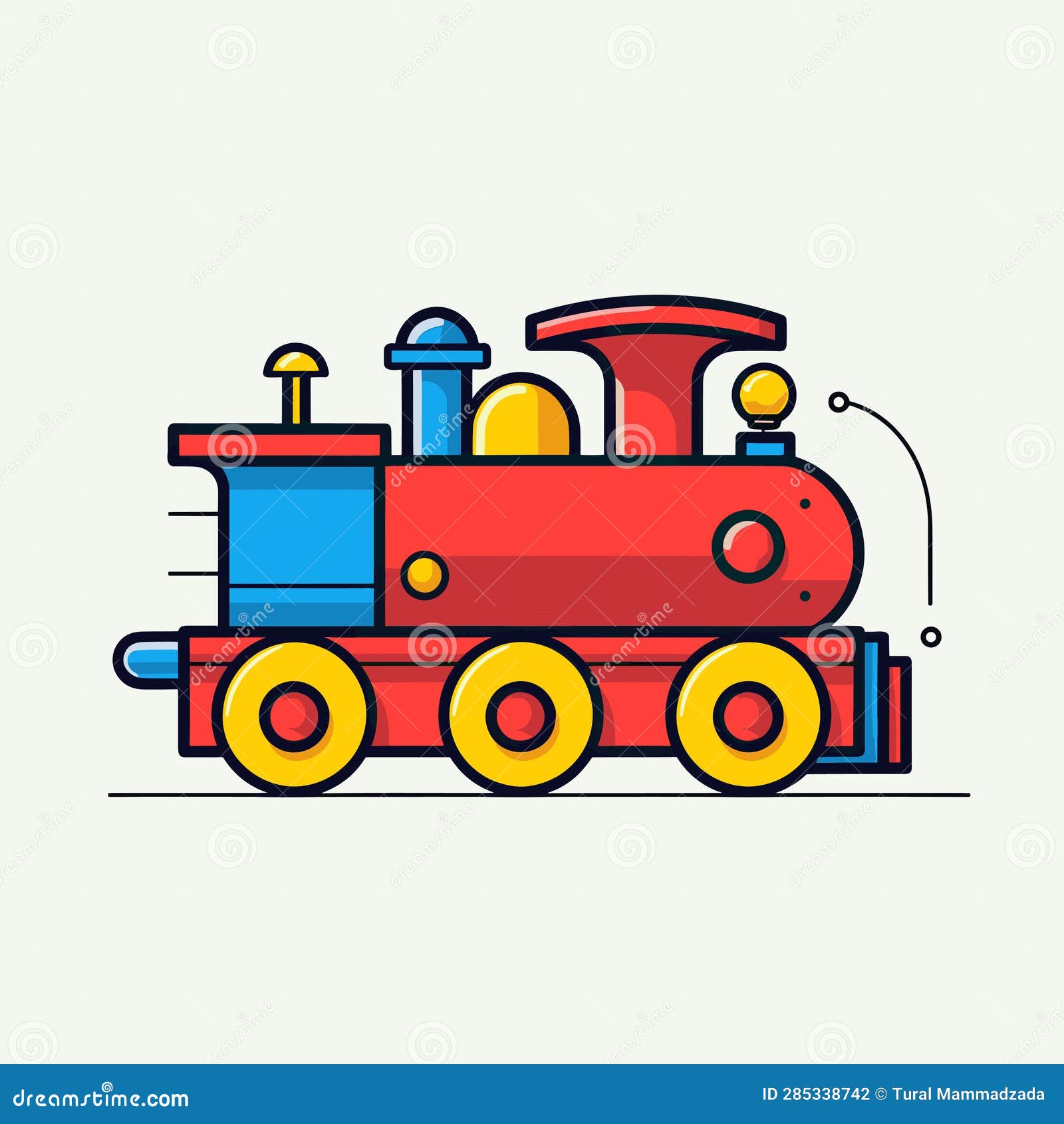 Vector of a Red Train with Yellow Wheels on a White Background Stock ...