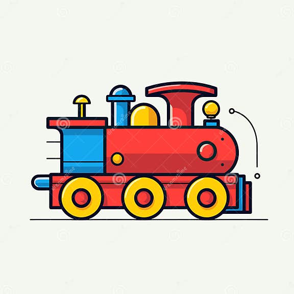 Vector of a Red Train with Yellow Wheels on a White Background Stock ...