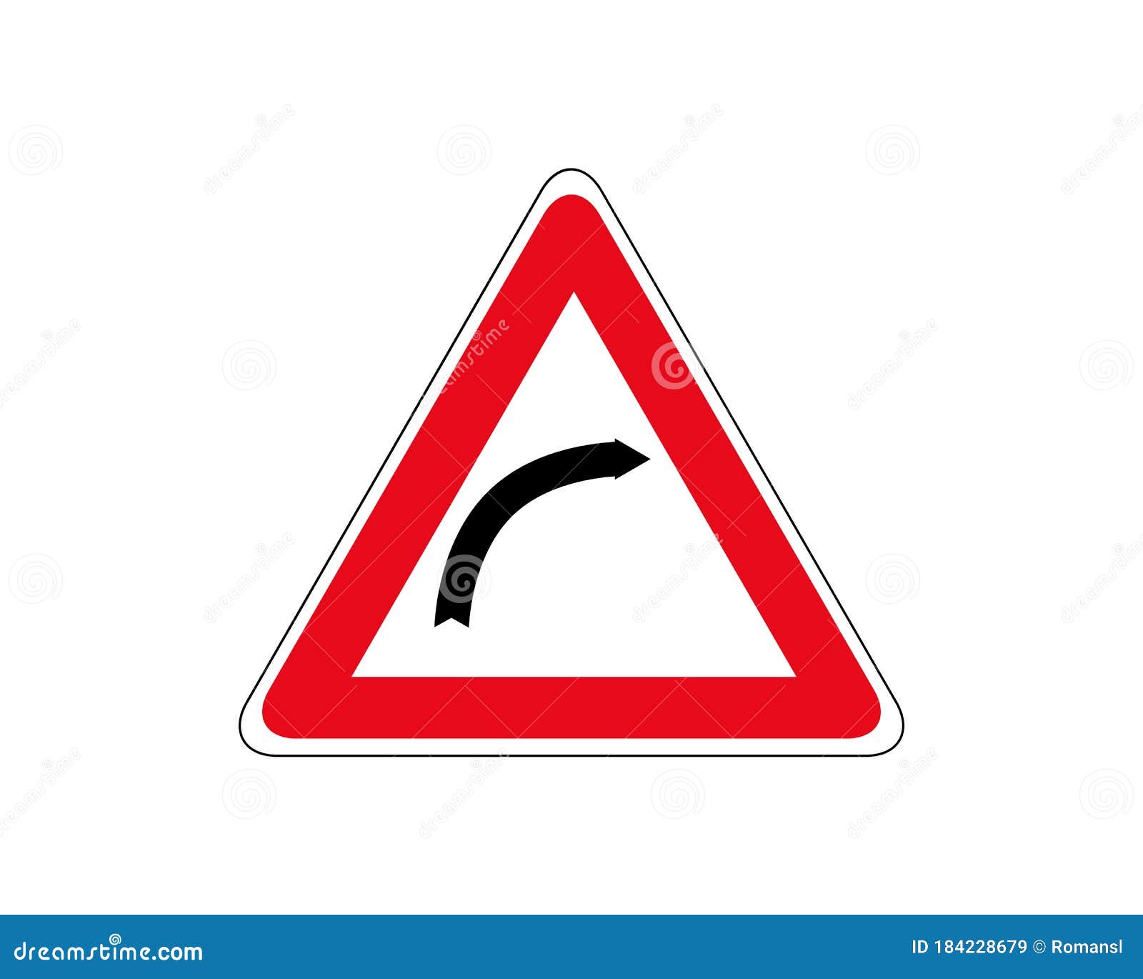 Vector Red Triangle Traffic Sign Right Turn. Vector Illustration Stock ...