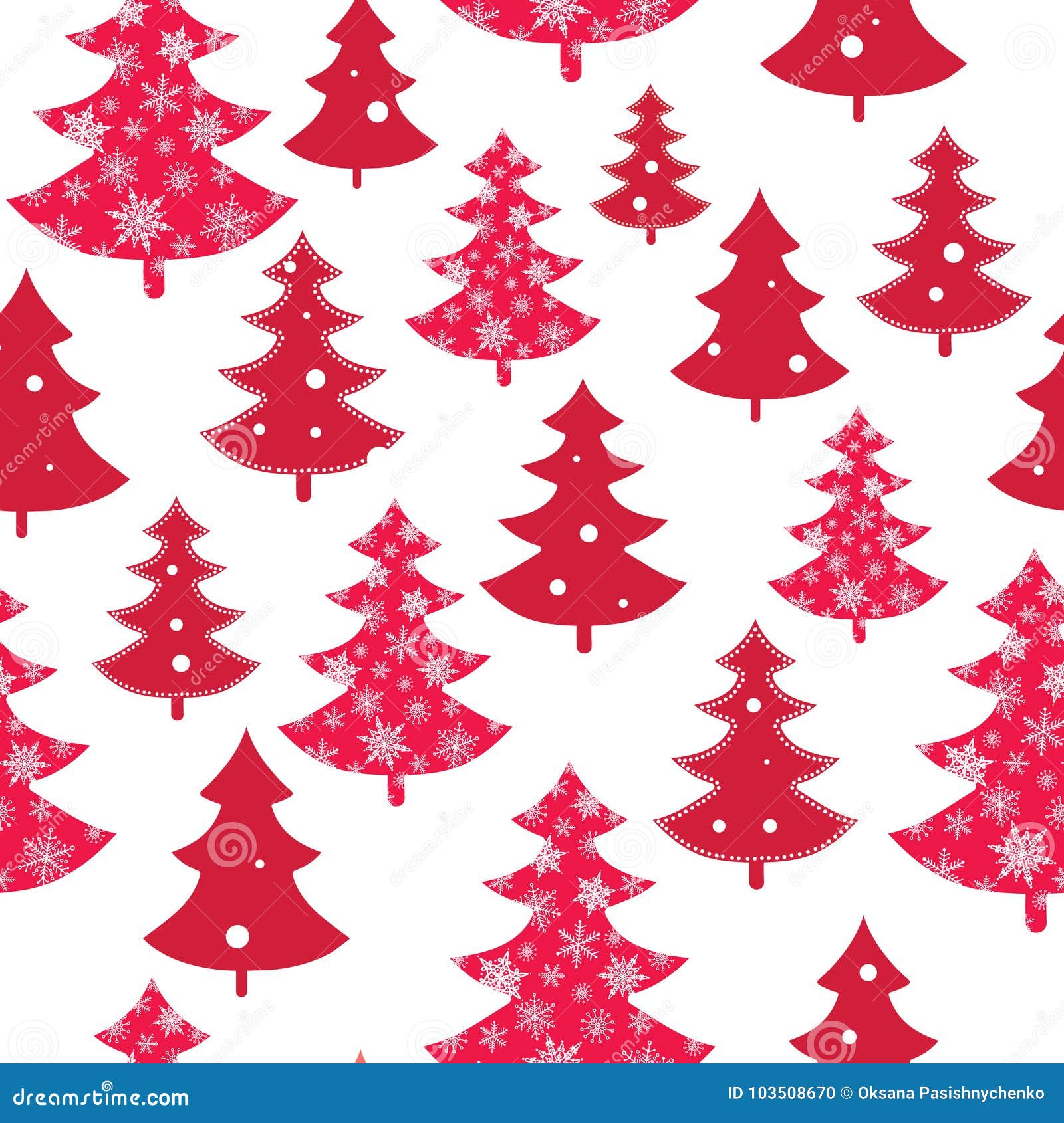 Vector Red and White Scattered Christmas Trees Winter Holiday Seamless ...