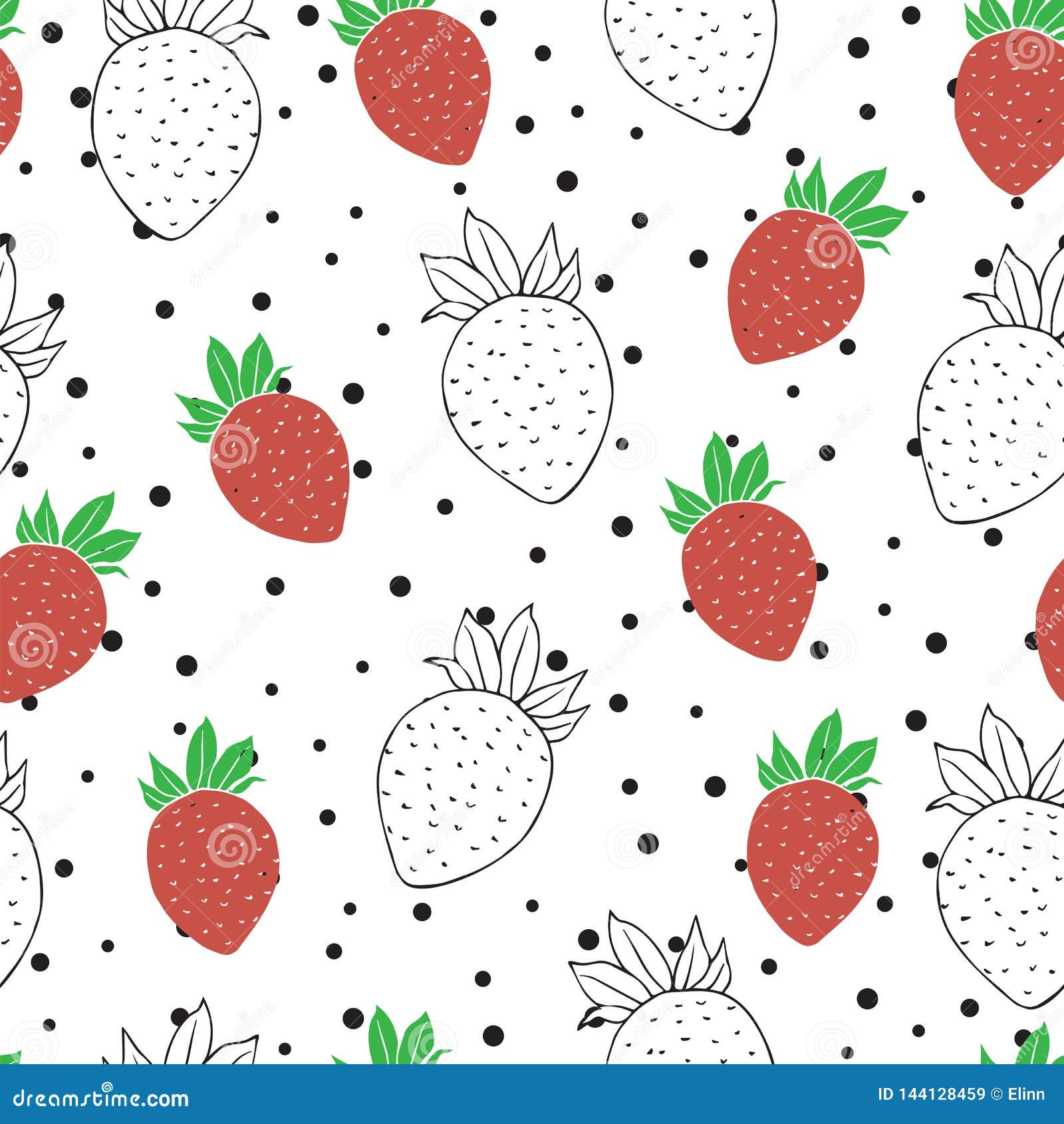 Vector Red and White Strawberry Seamless Pattern Design Stock Vector ...